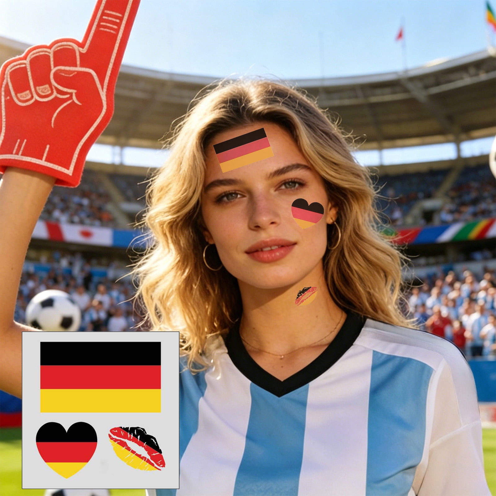 Luoshdecor Germany Flag Tattoos,Waterproof National Flag Removable Face ...