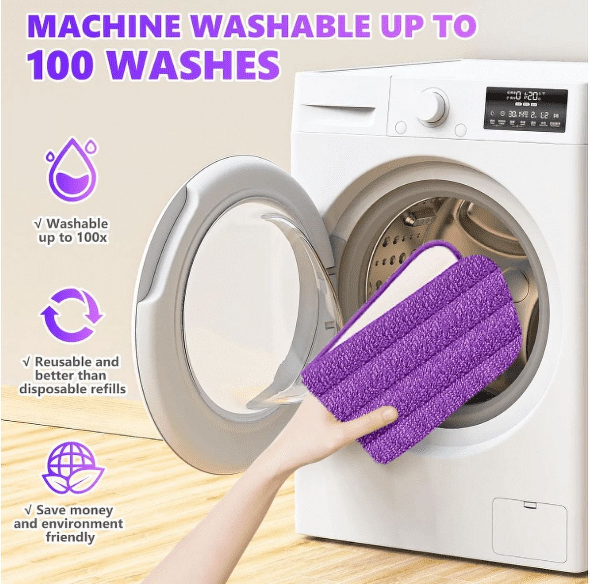 Luoshdecor Reusable Microfiber Mop Pads，for Multi-Surface Floor ...