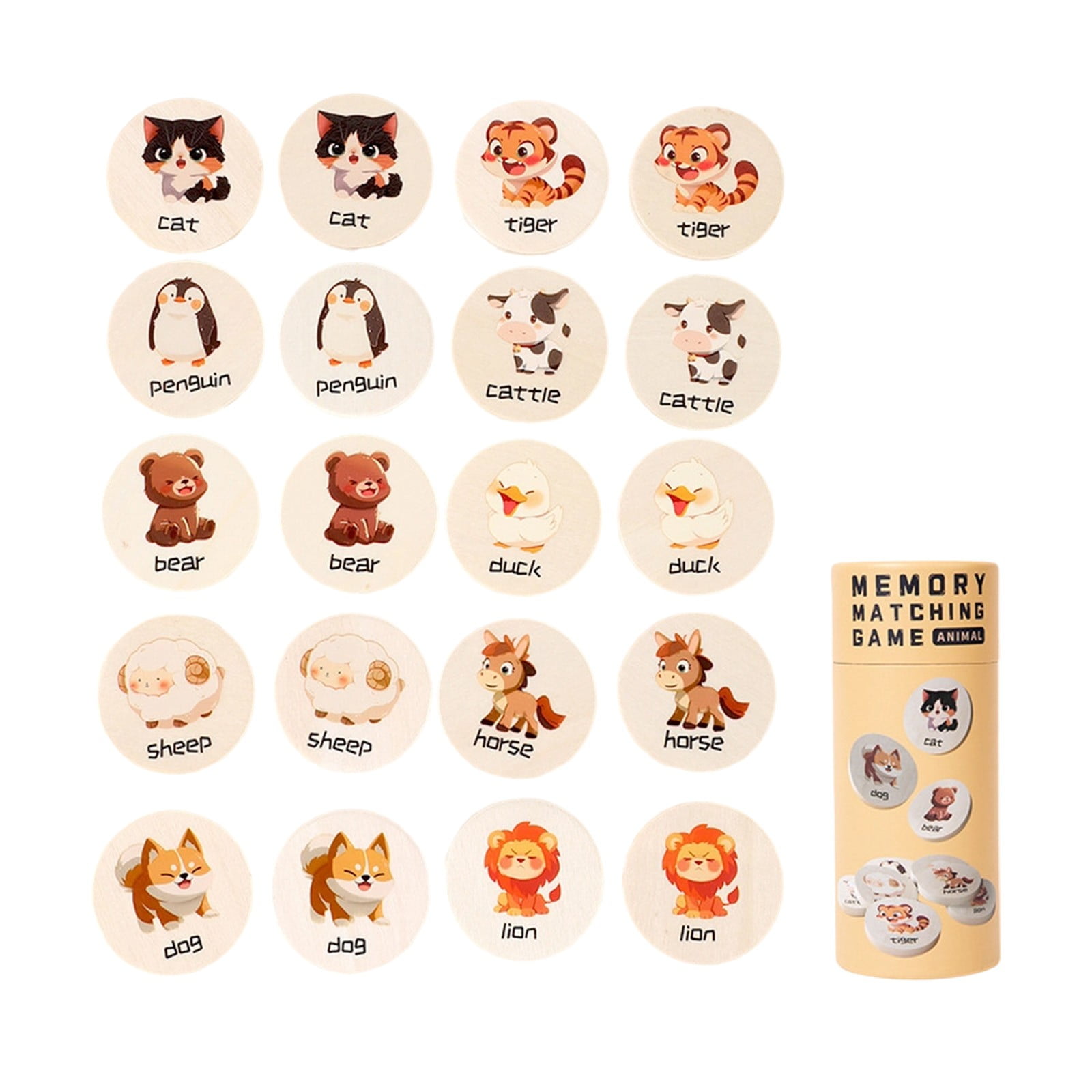 Luoshdecor Educational Wooden Memory Matching Toy, Montessori Learning ...