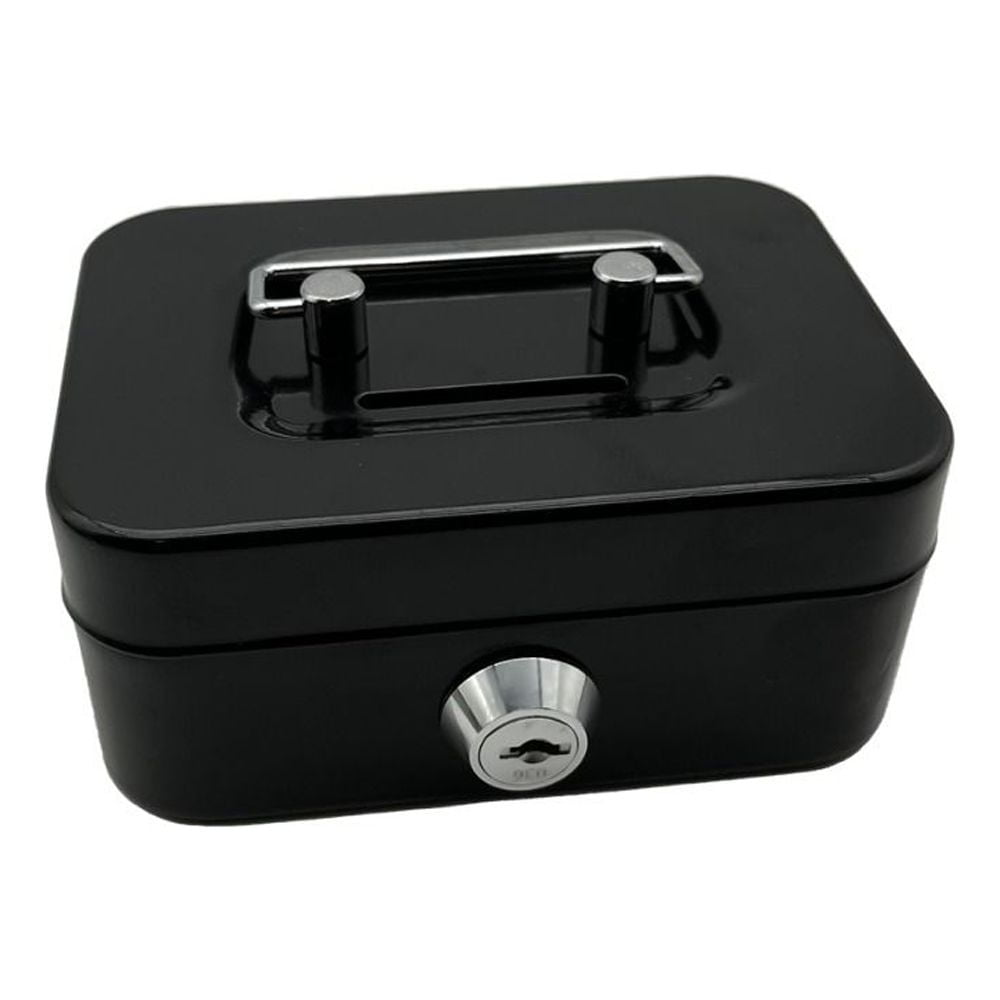 Luot Black Small Money Box, Metal Lock Box with Handles, Coin Slot Safe ...