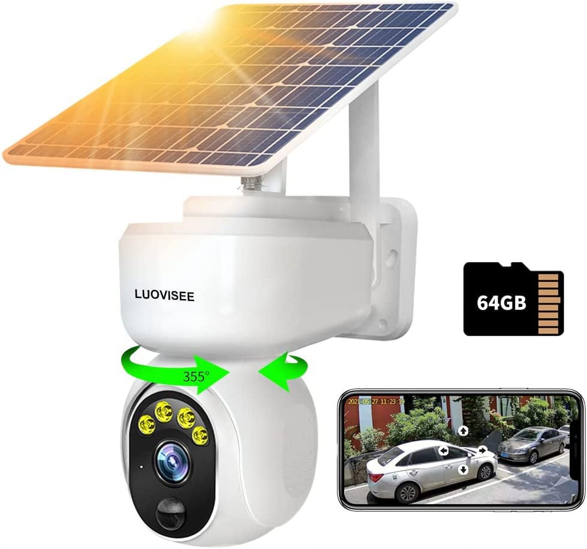 Luovisee Wireless Solar Outdoor Home Security WiFi Camera PTZ Full ...