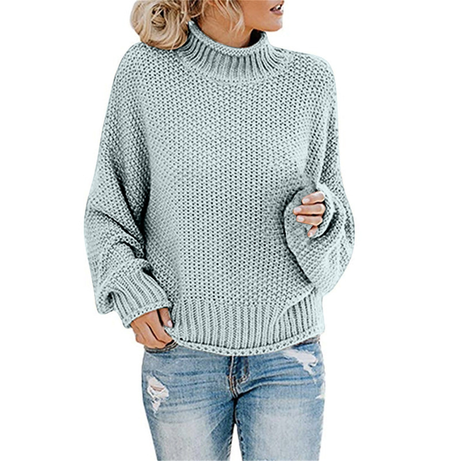 Luowei Winter Thermal Christmas Sweater, Blue Christmas Plus Size ...