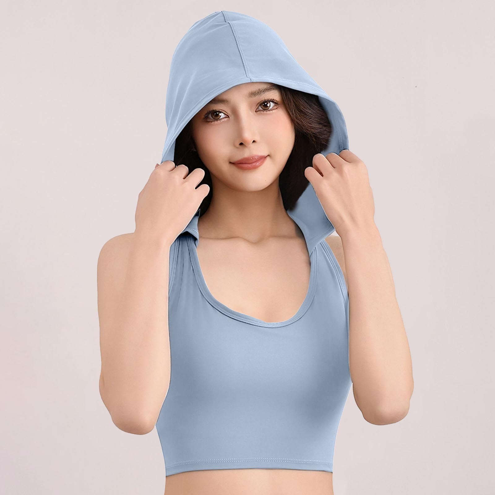 Luowei Women's Yoga Sports Bra - Anti Glare Hooded Fixed Cup Design, Blue, M - Walmart.com