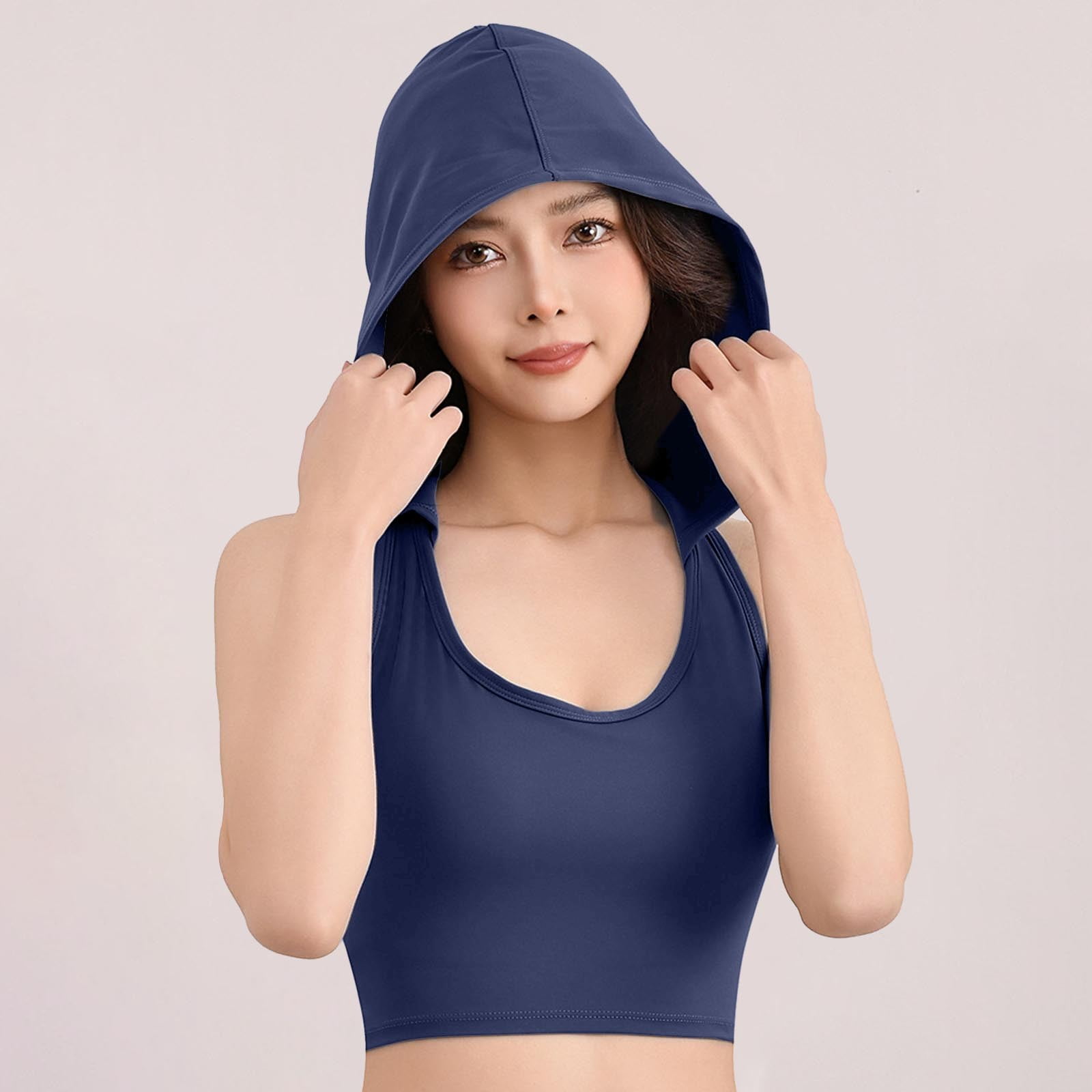 Luowei Women's Yoga Sports Bra - Anti Glare Hooded Fixed Cup Design, Blue, M - Walmart.com