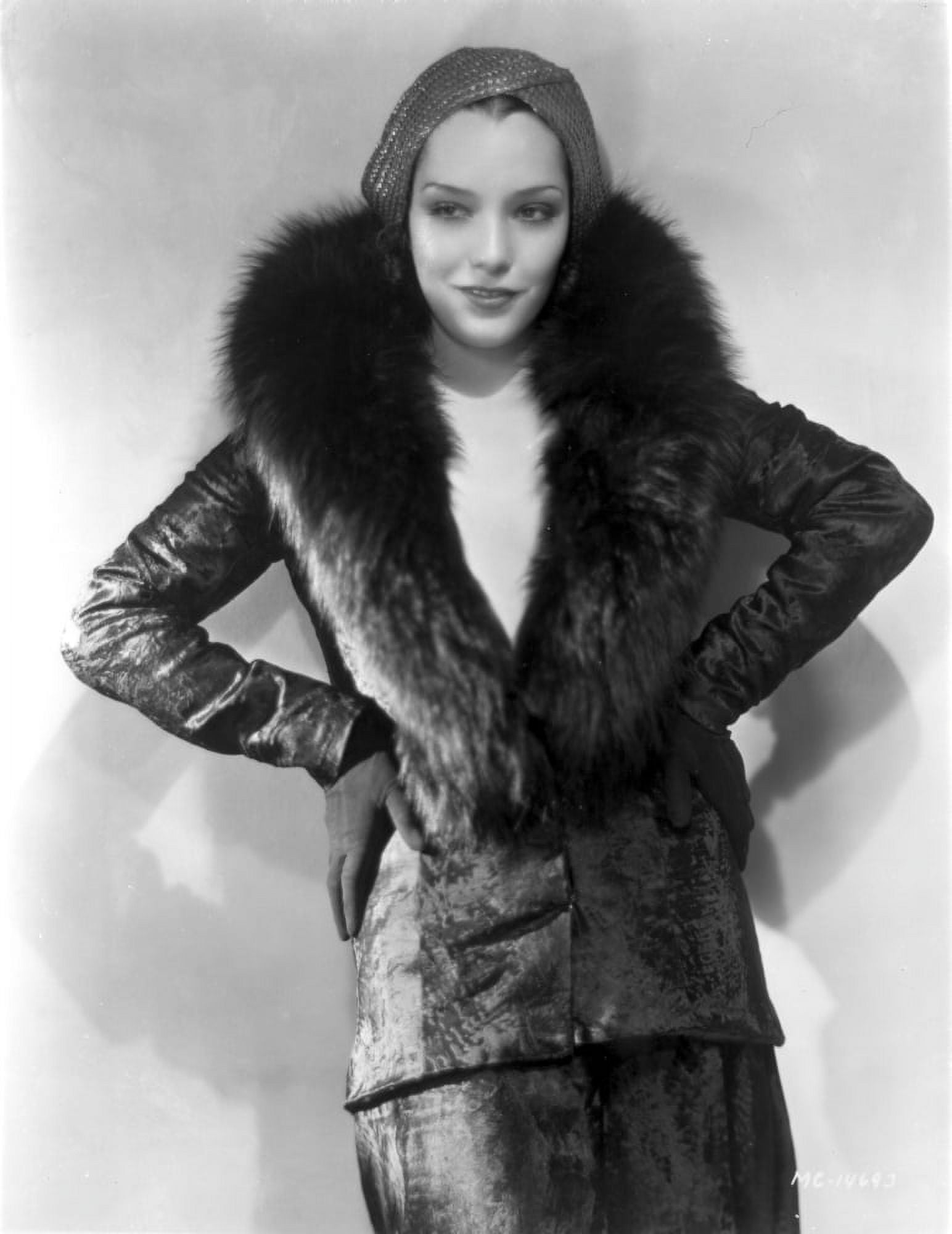 Lupe Velez smiling in Black Leather Jacket with Fur Collar Photo Print ...