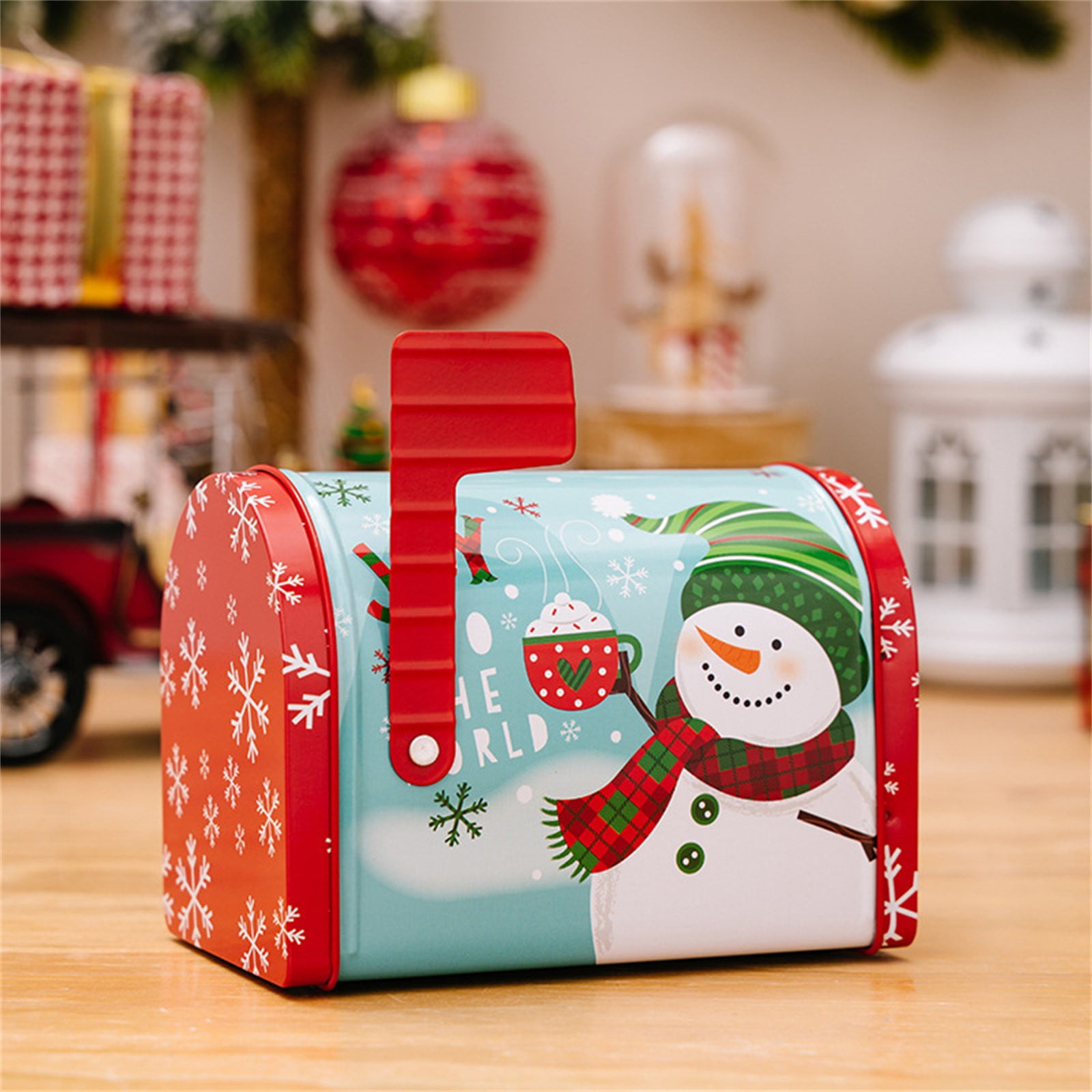Luphy 1X Mailbox Gift Box,Decor Christmas Cookie Tins Tinplate Candy ...