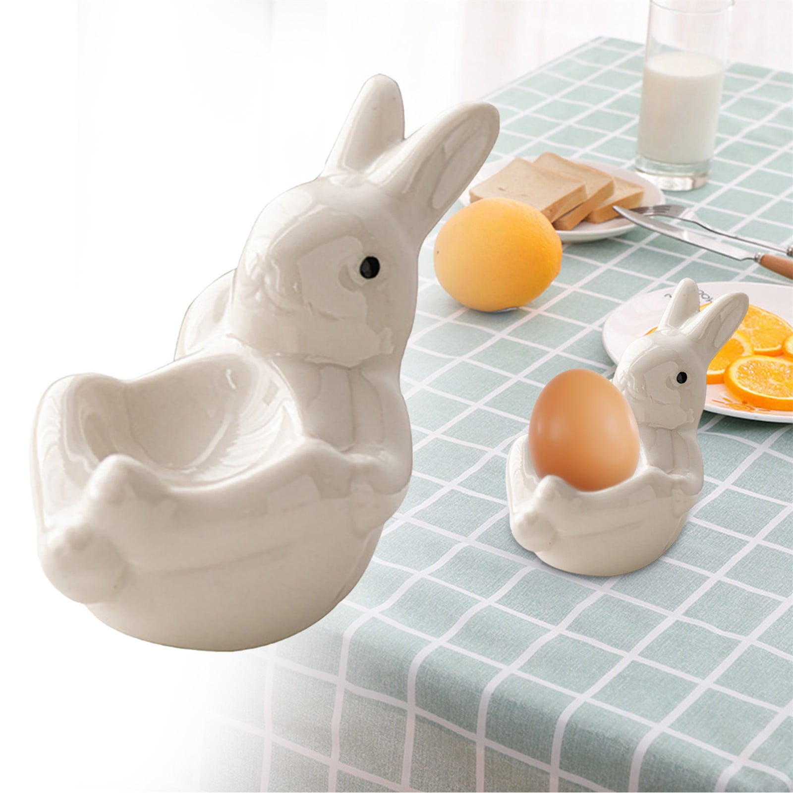 Luphy Rabbit Egg Tray,Ceramic Egg Cup Ceramic Rabbit Egg Cup Creative ...