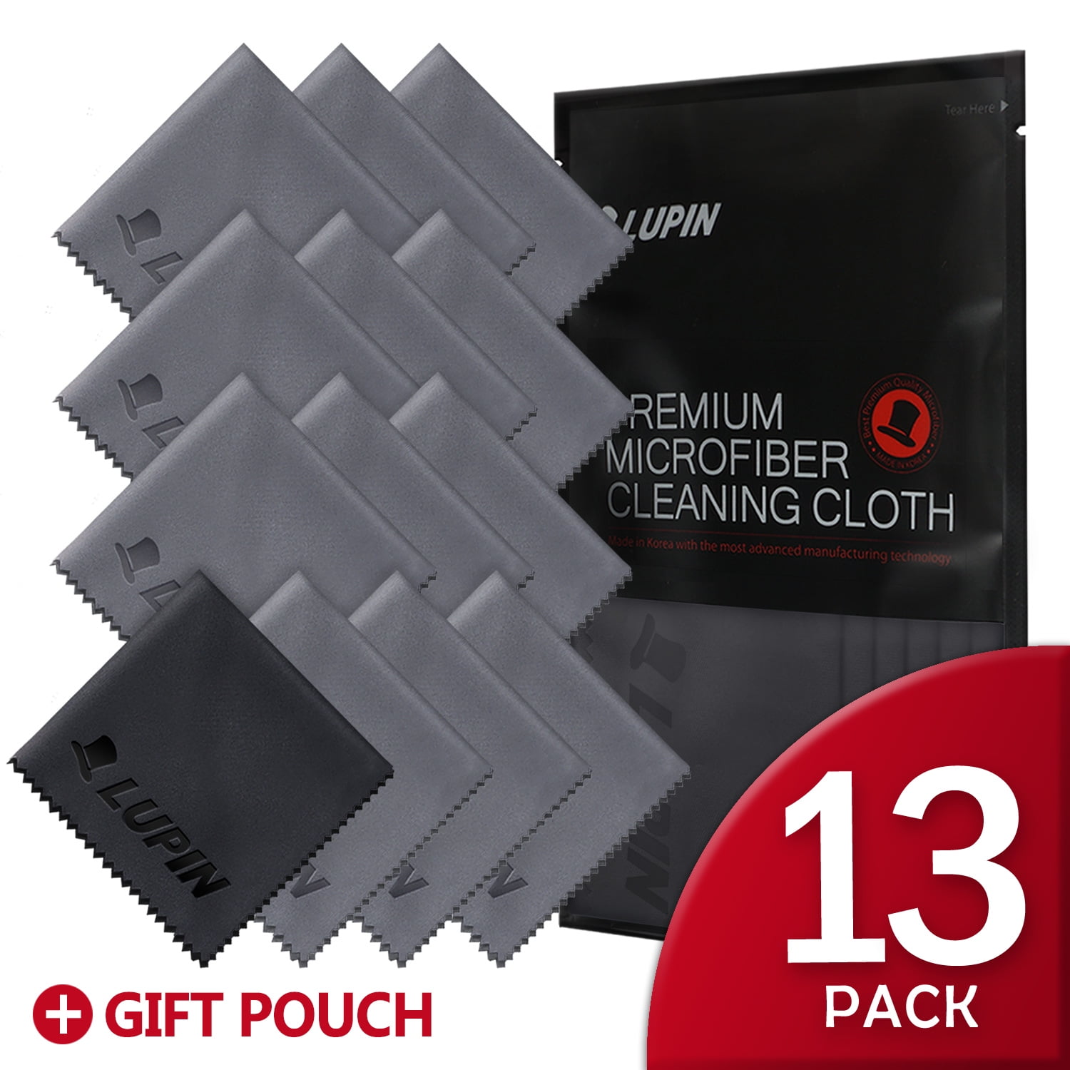 Lupin Microfiber Cleaning Cloths, 13 PACK [Small] Premium Ultra Lint ...