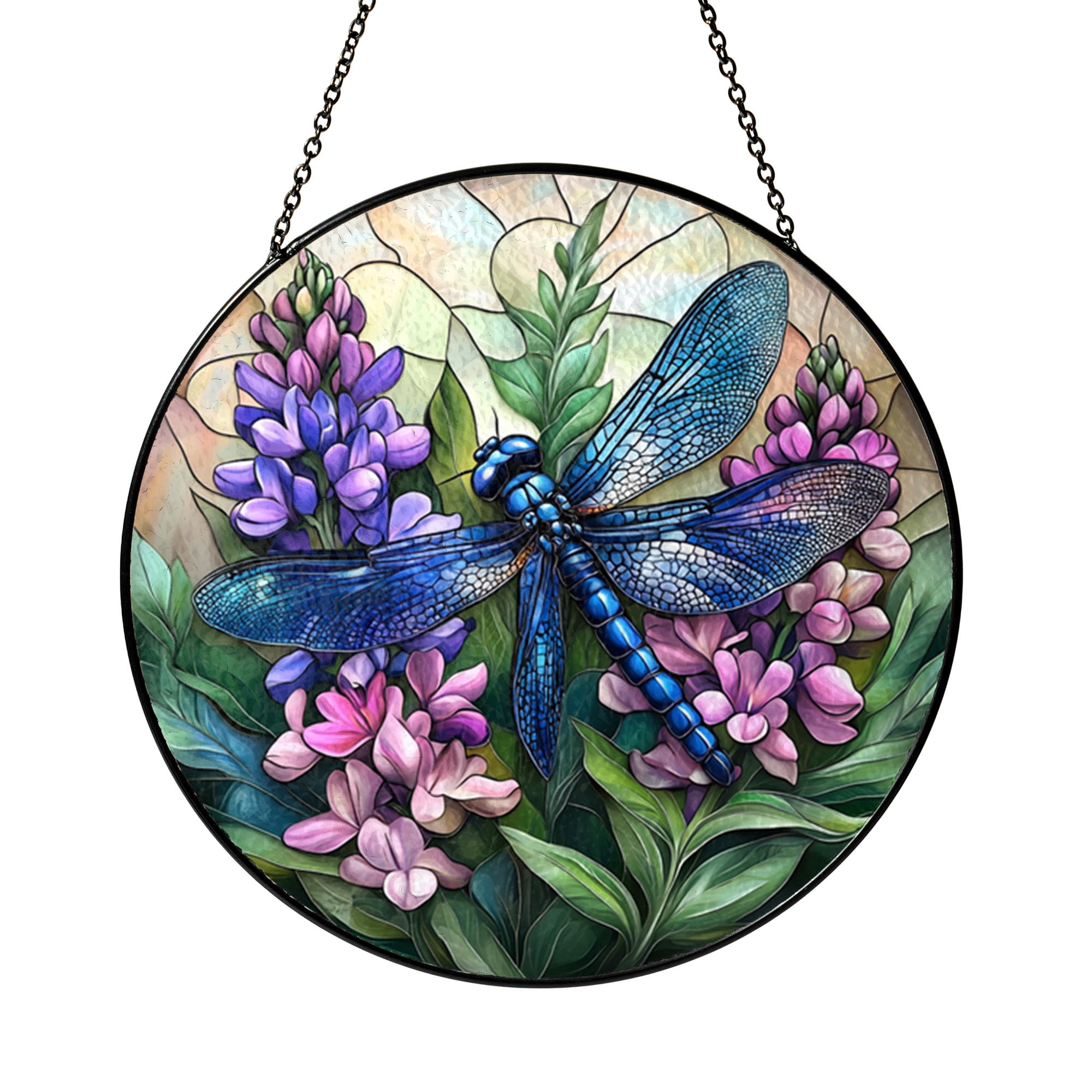 Lupine Flower Suncatcher, Stained Glass Style Dragonfly Window Hanging ...