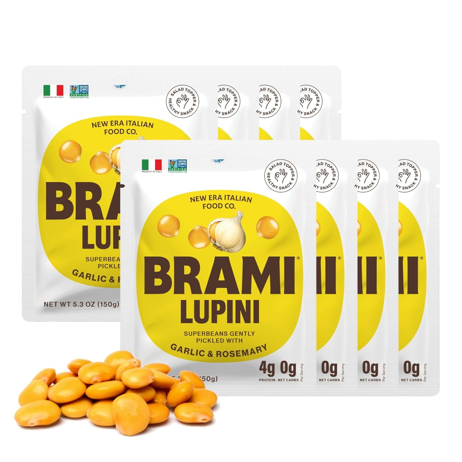 Lupini Beans Snack, Garlic Rosemary | 7g Plant Protein, 0g Net Carbs ...
