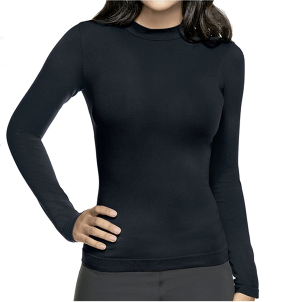Lupo Women's Seamless Turtleneck Blouse w/ Long Sleeves - Walmart.com