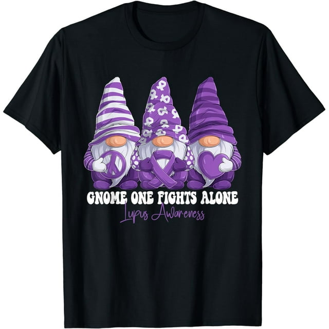 Lupus Awareness Month Purple Ribbon Gnomies Support T-Shirt - Walmart.com