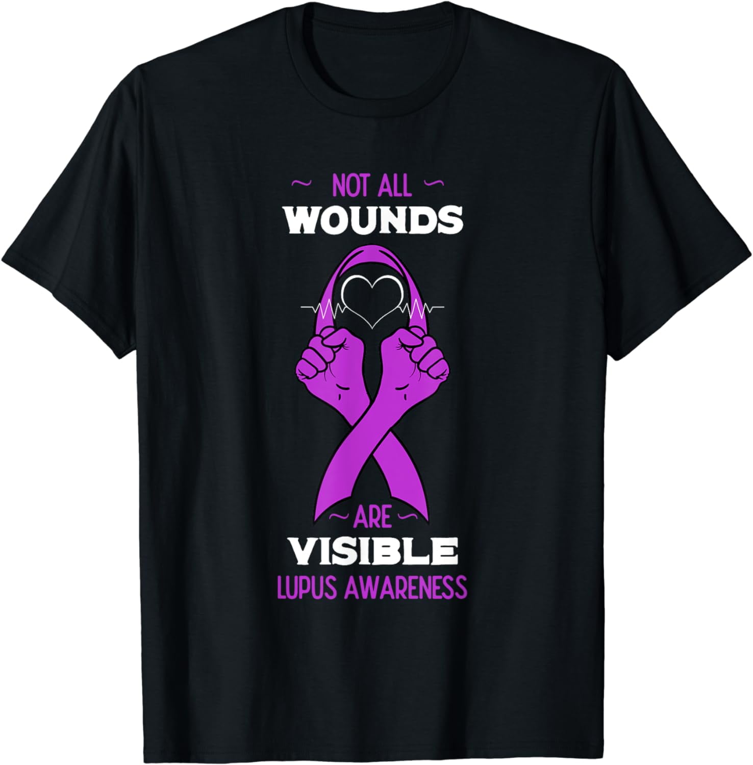 Lupus Awareness Purple Ribbon SLE Butterfly Cure Gift Idea T-Shirt ...