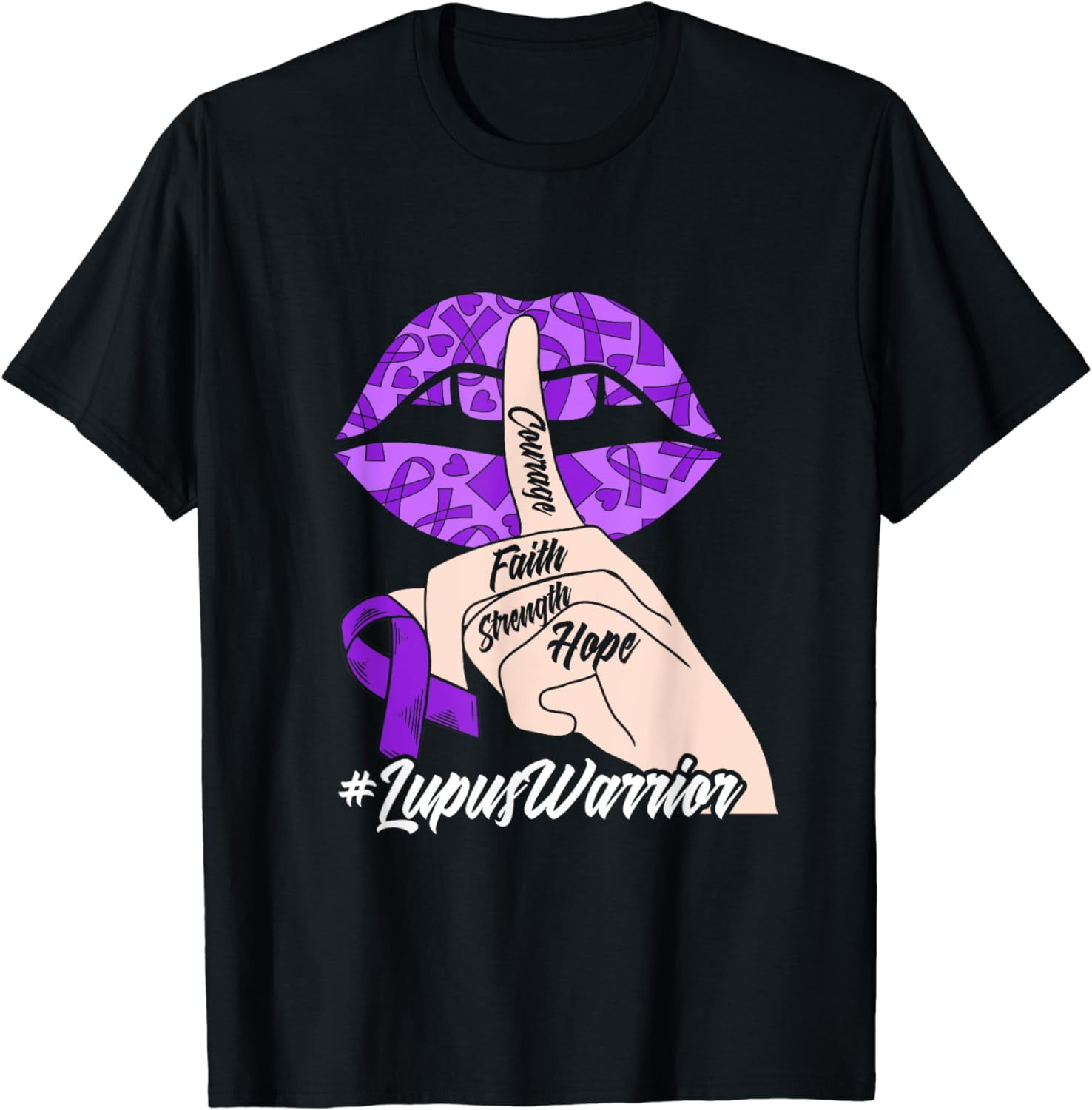 Lupus Warrior - Lupus Purple Ribbon Lupus Awareness T-Shirt - Walmart.com