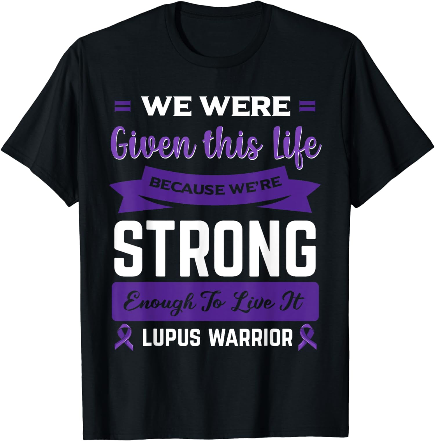 Lupus Warrior Purple Awareness Ribbon Fight SLE Gift Idea T-Shirt ...