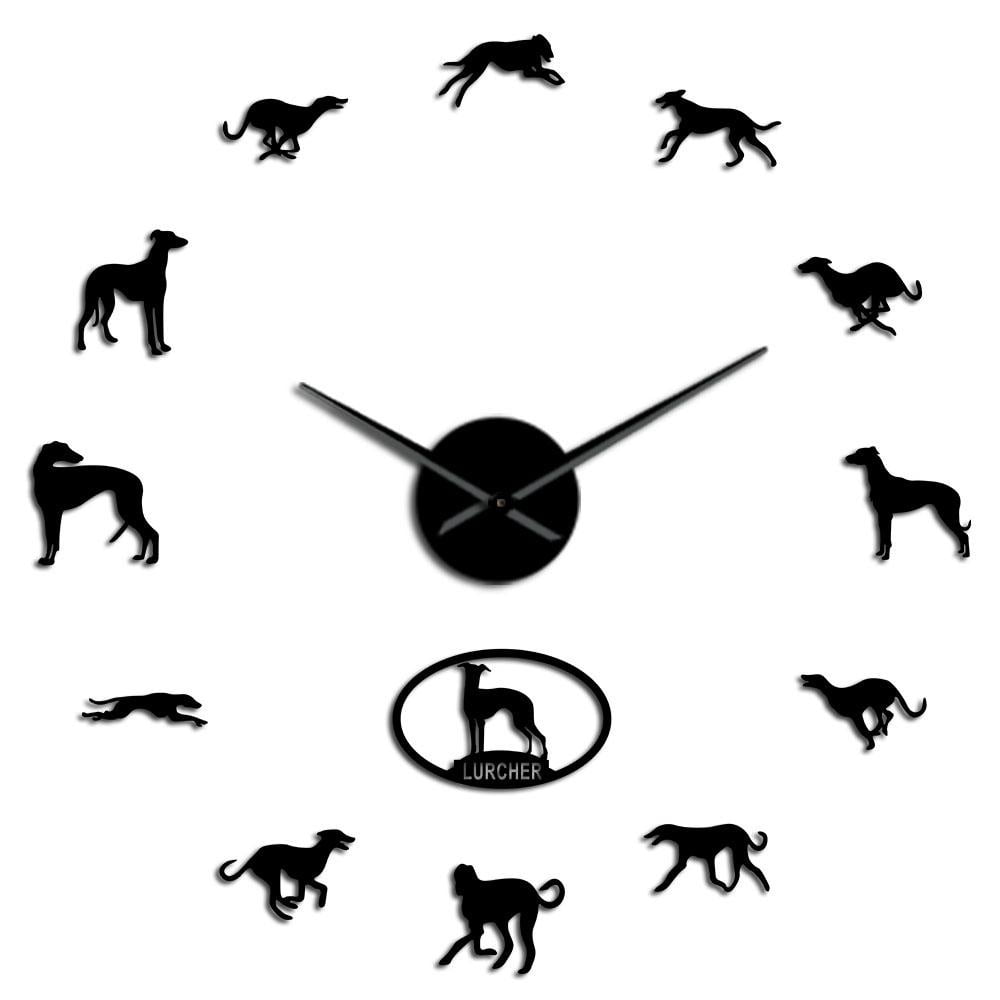 Lurcher Hunter Dog Silouette Frameless Wall Clock Stickers, DIY Modern ...