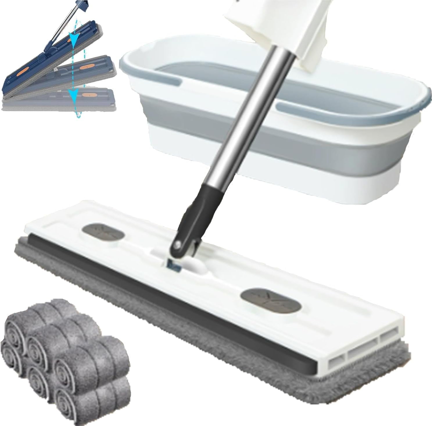 Lureza Saker Plus Mop and Bucket Set - 2025 Upgraded Self-Wringing Flat ...