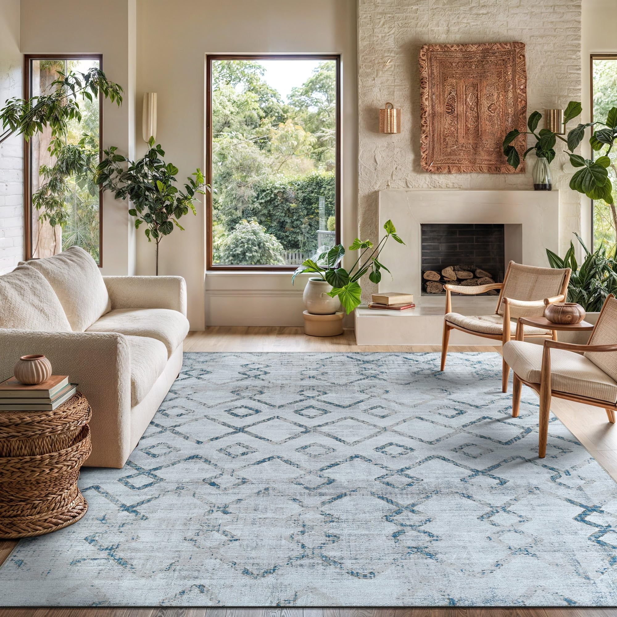 Luria Rugs Easy Care 7'6" x 9'6" Non-Slip Large Area Rug for Living Room, Bedroom, Dining Room ...