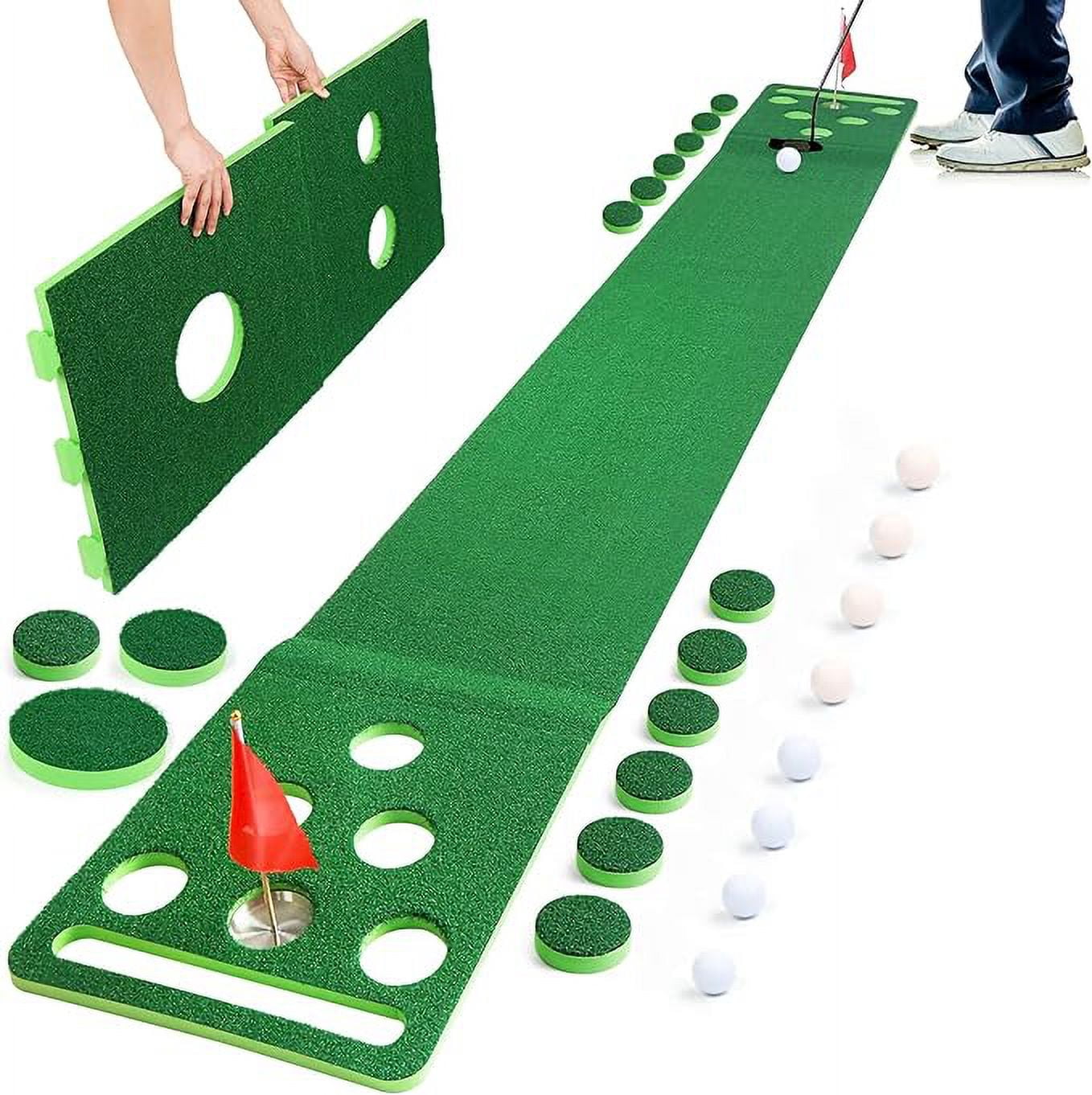 Luricaa Golf Putting Mat, Extendable Practice Golf Pong-Game Set with 4 ...