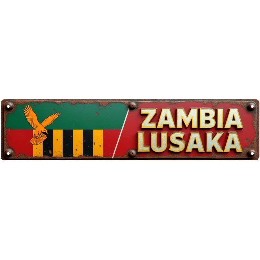 Lusaka Vintage Tin Sign - 12x8 Inches - Ideal for African Decor, Office ...