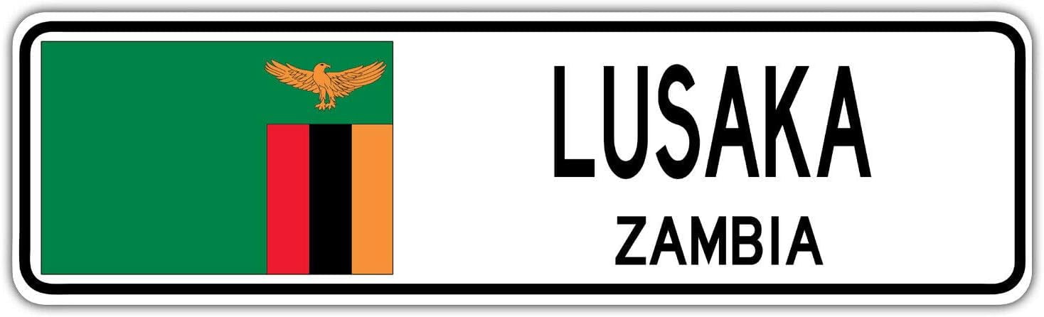 Lusaka, Zambia Street Sign Zambian Flag City Country Road Wall Gift ...