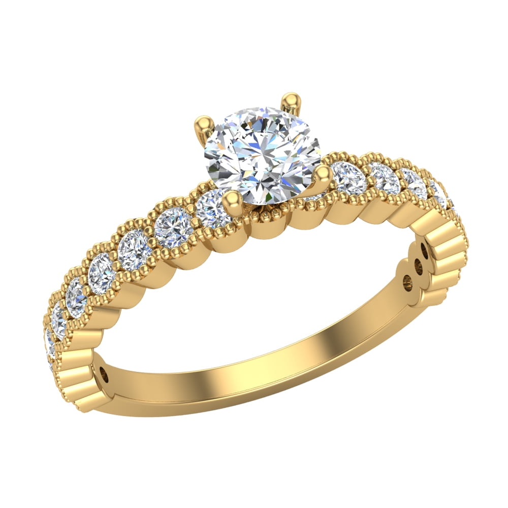 Luscious Design Round Brilliant Diamond Ring 14K Gold 0.90 CT TW (G,SI1 ...