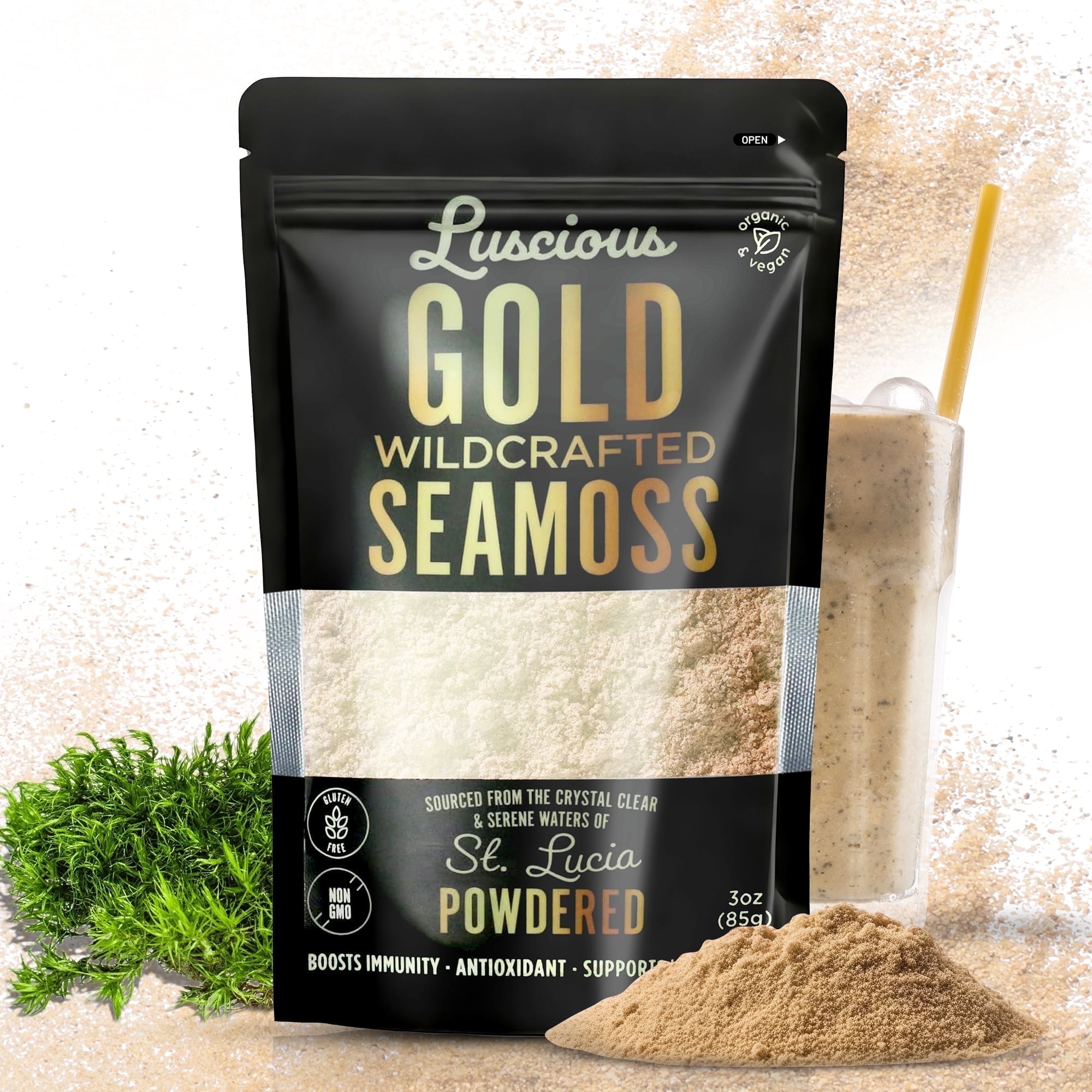 Luscious Irish Sea Moss Powder, 3 oz - Organic Wildcrafted Superfood ...