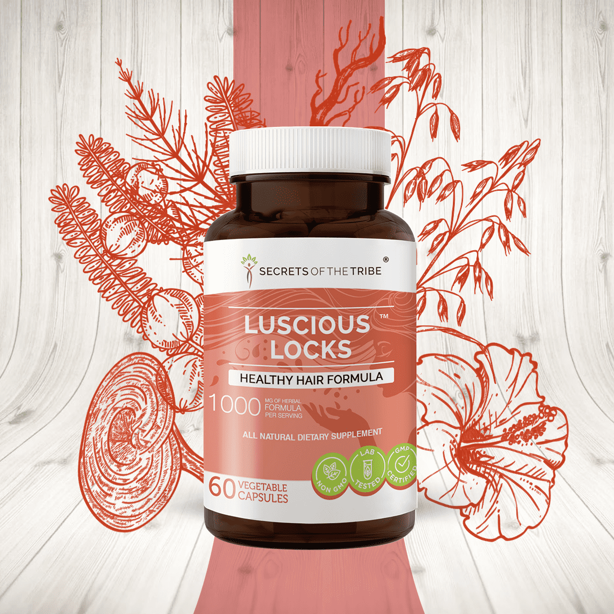 Luscious Locks 60 Capsules, 500 mg, Amla,Hibiscus, Stinging Nettle ...
