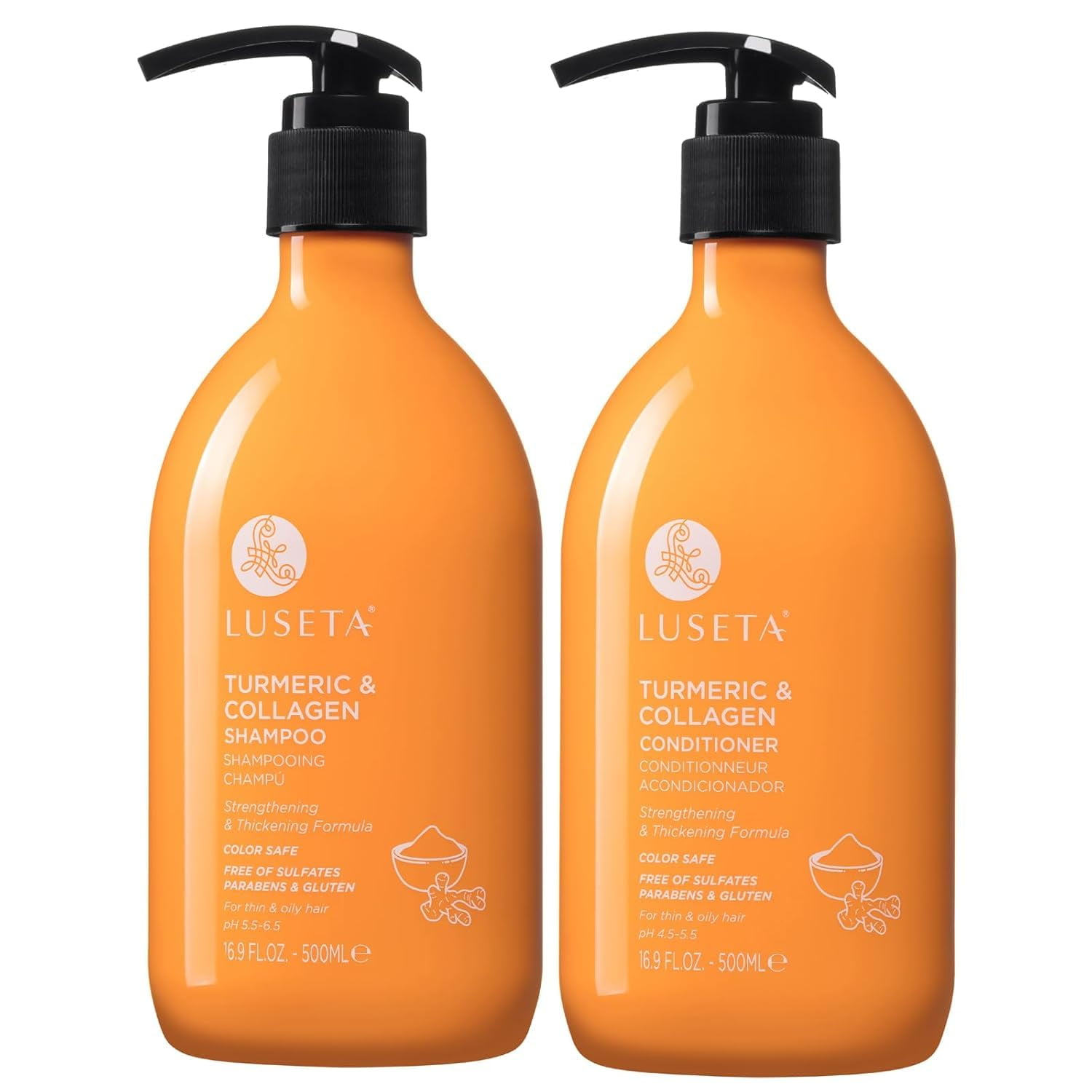 Luseta Shampoo and Conditioner OKA4 Set for Hair with Turmeric ...