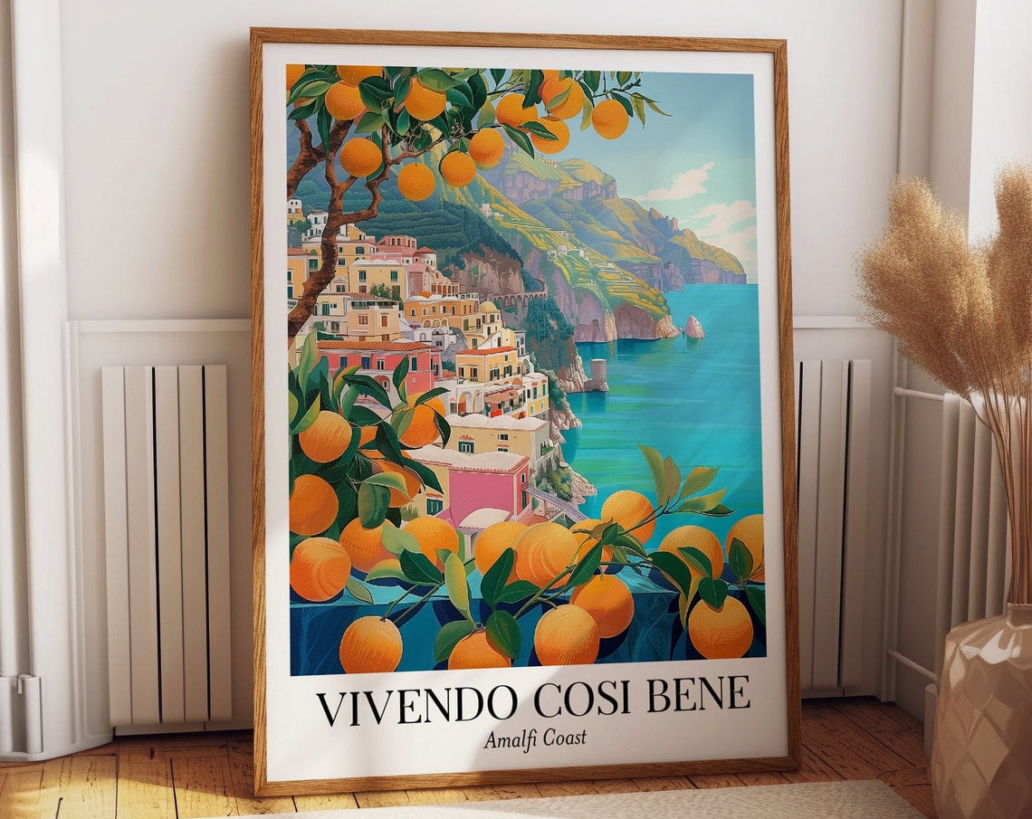 Lush Amalfi Coast Citrus And Seaside View Poster - Living So Well Print ...