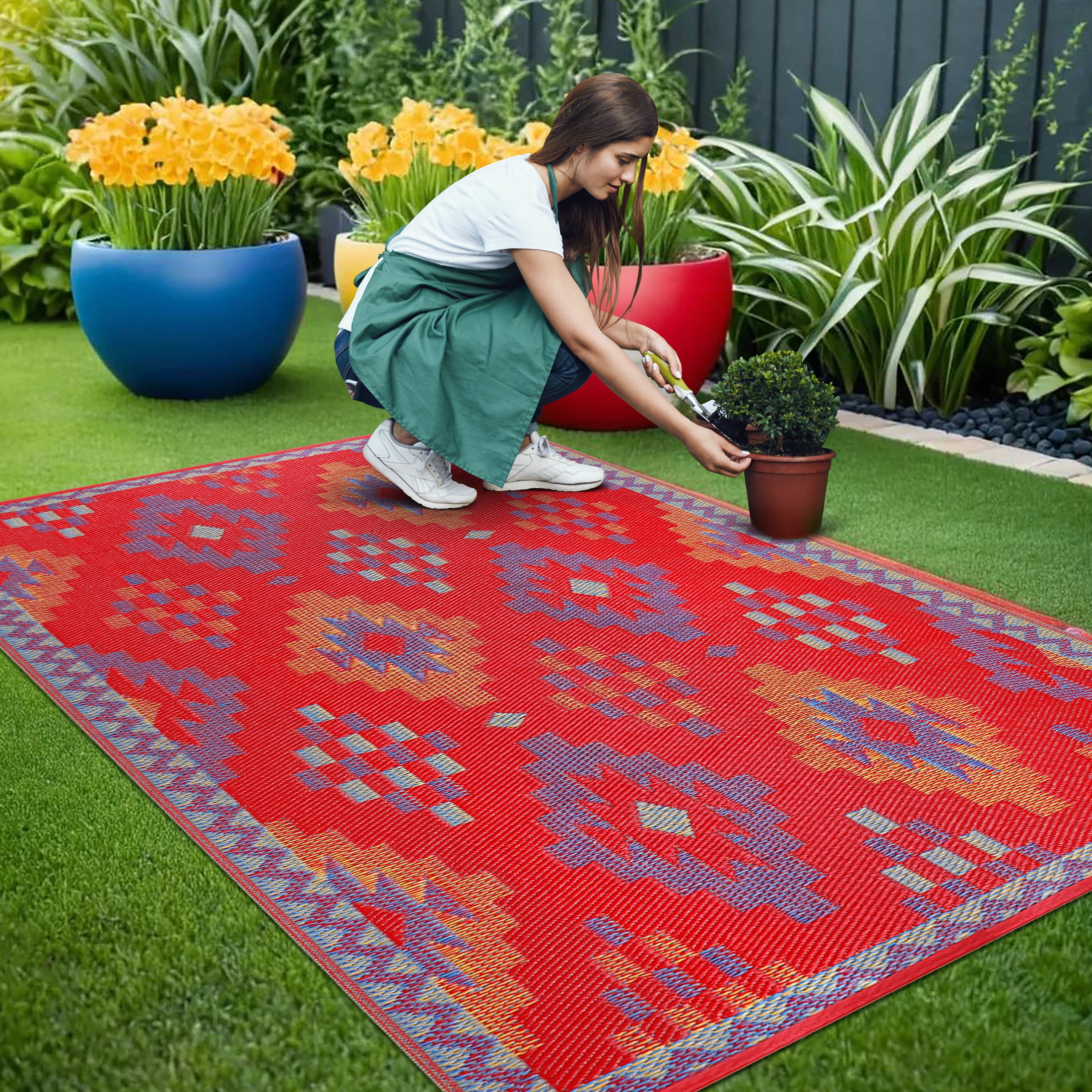 Lush Ambience Inc. Lush Ambience Sefa Indoor Outdoor Plastic Area Rugs ...