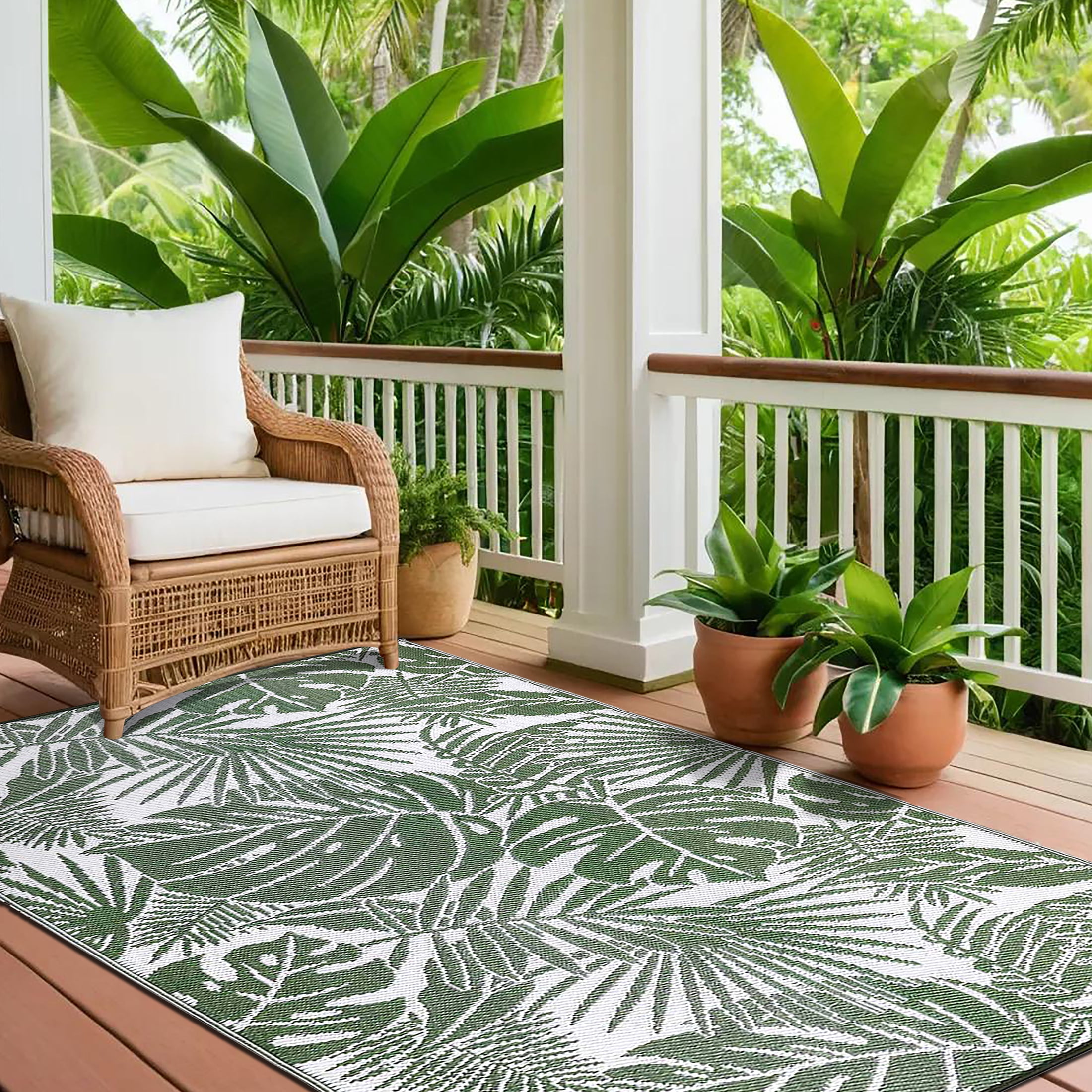 Lush Ambience Inc. Lush Ambience Fern Indoor Outdoor Plastic Area Rugs ...