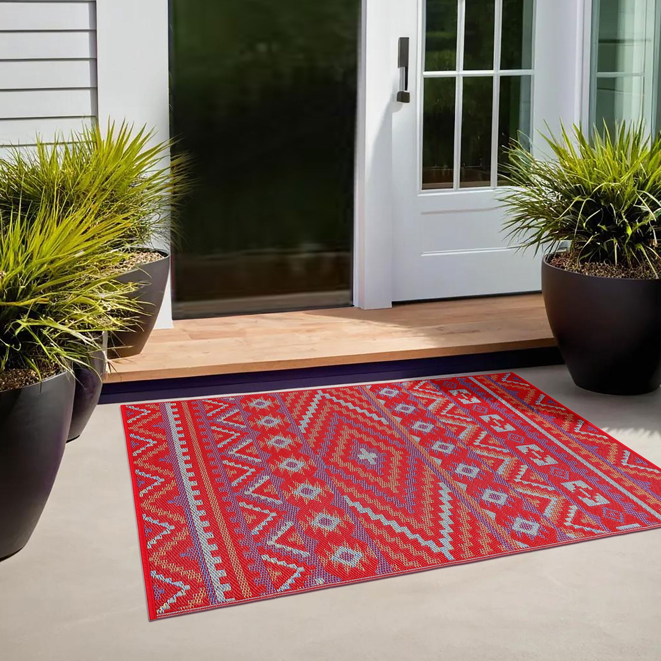 Lush Ambience Outdoor Rug - Waterproof, Reversible, Crease Free, Fade ...