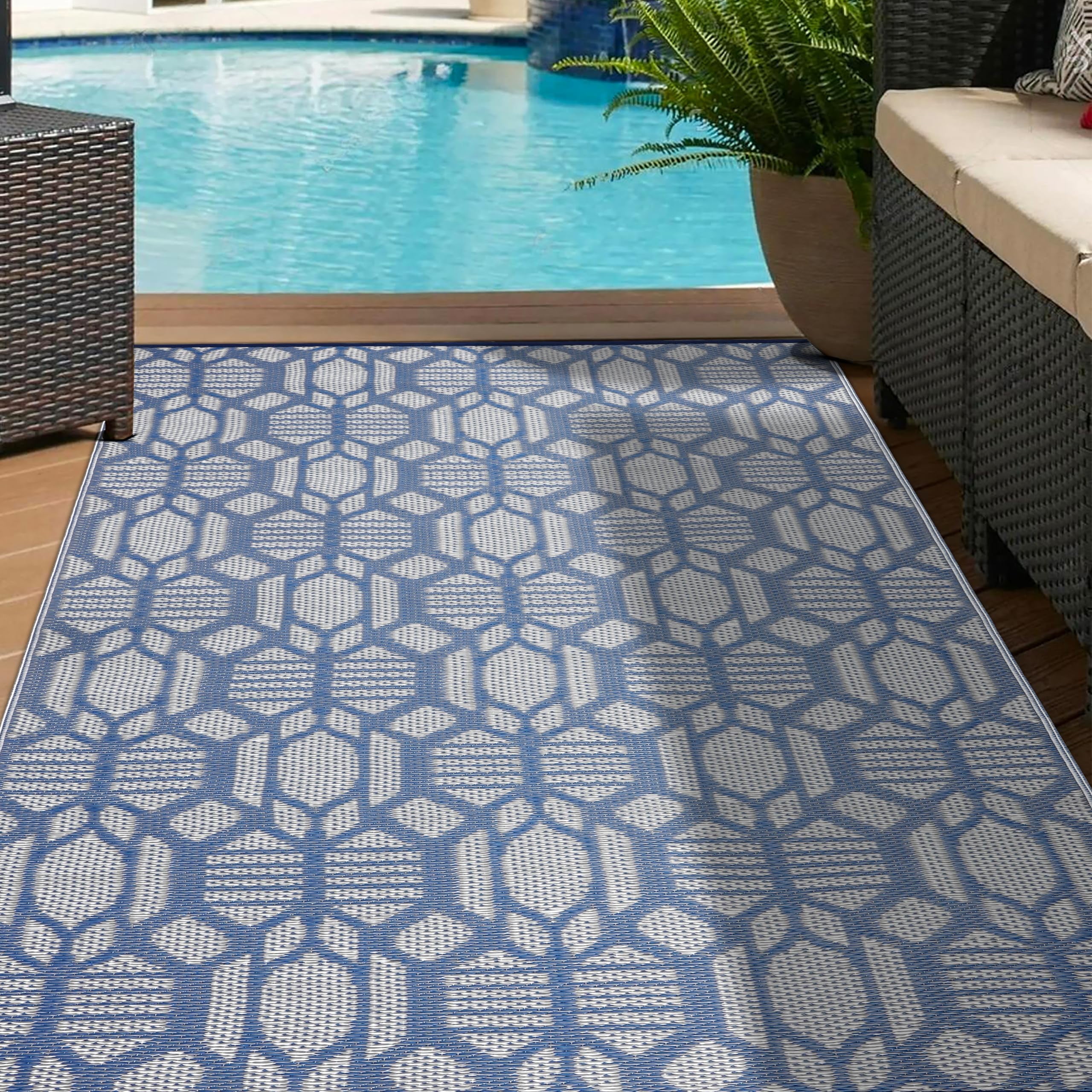 Lush Ambience Outdoor Rug - Waterproof, Reversible, Crease Free, Fade ...