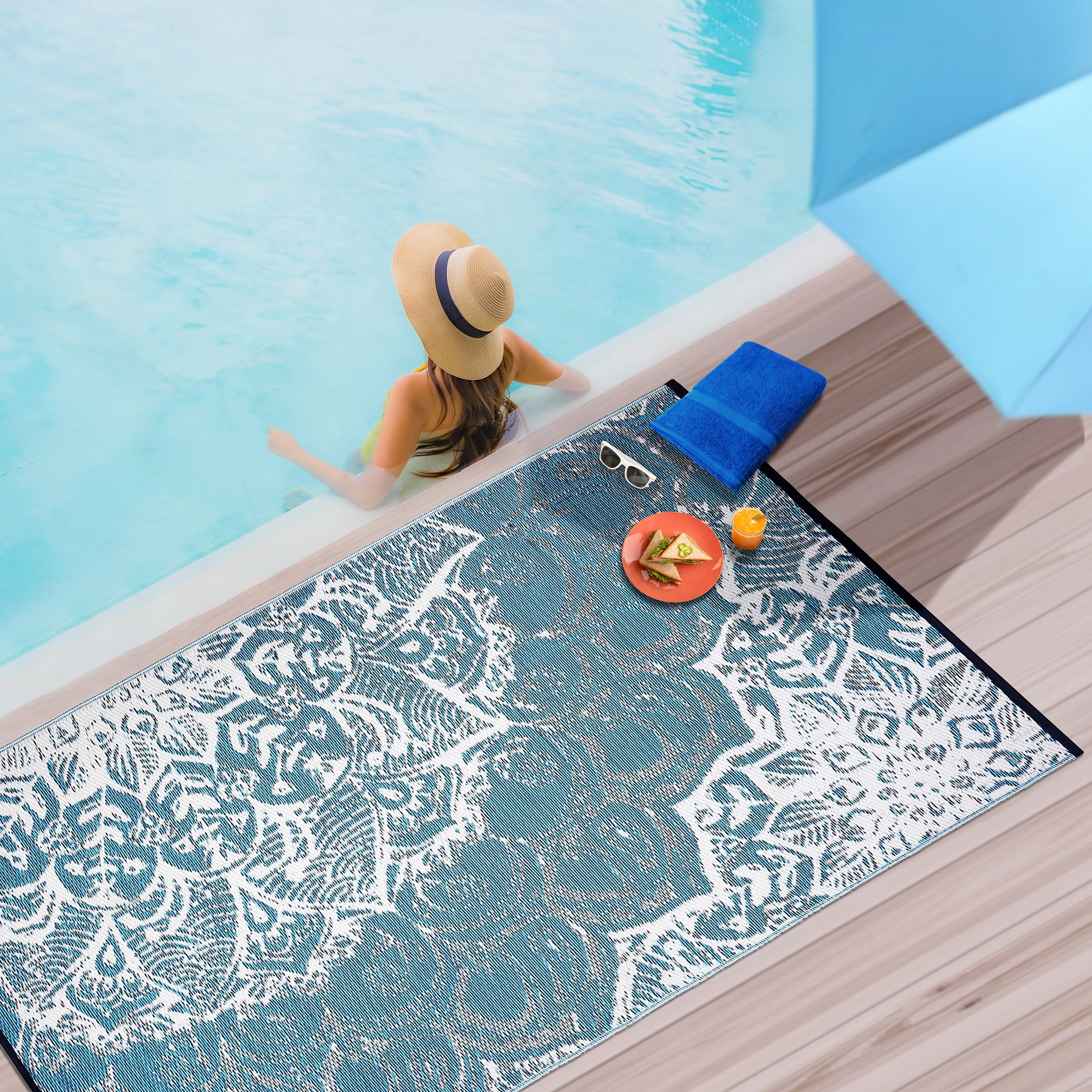 Lush Ambience Inc. Lush Ambience Deniz Indoor Outdoor Plastic Area Rugs ...