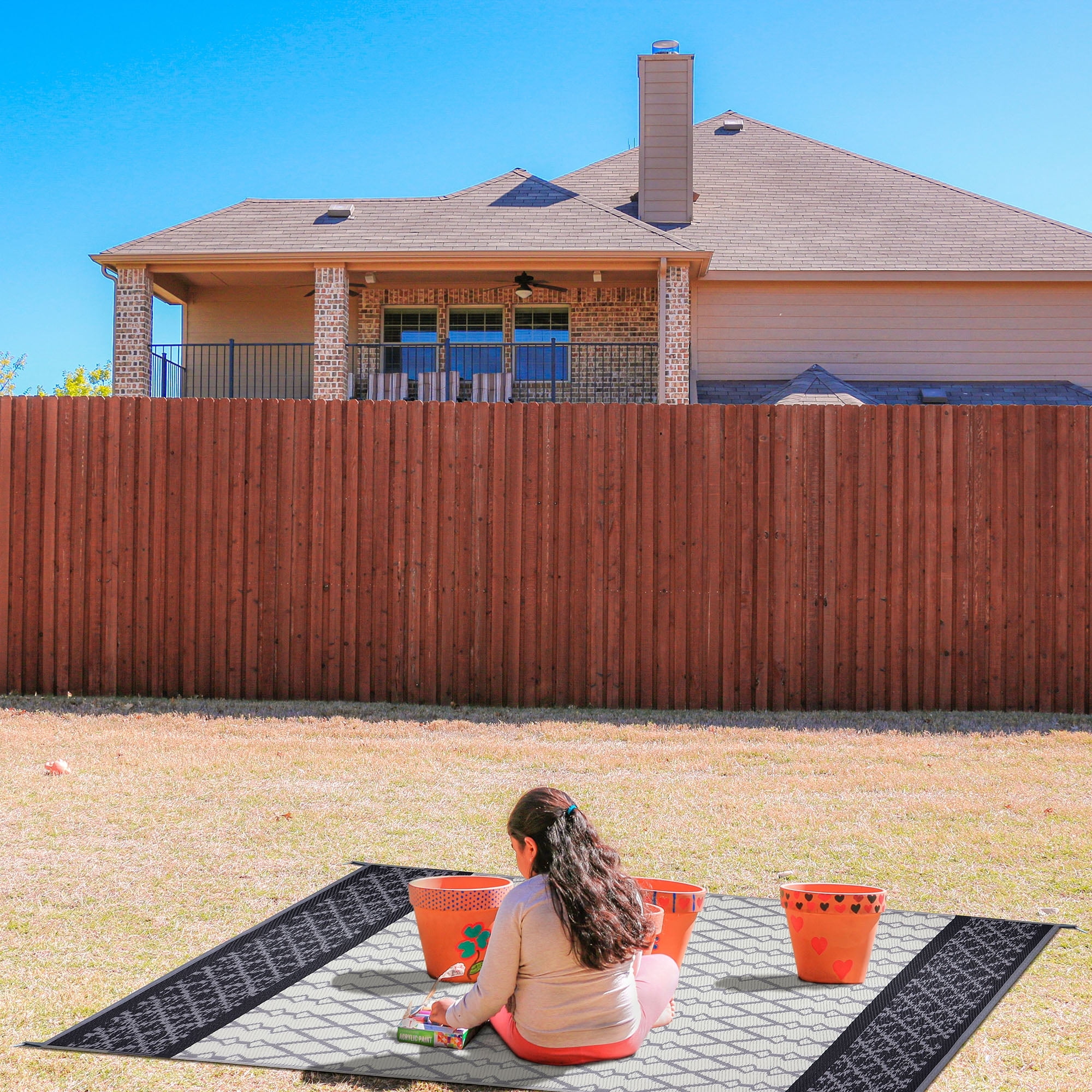 Lush Ambience Outdoor Rug - Waterproof, Reversible, Foldable, Stain ...