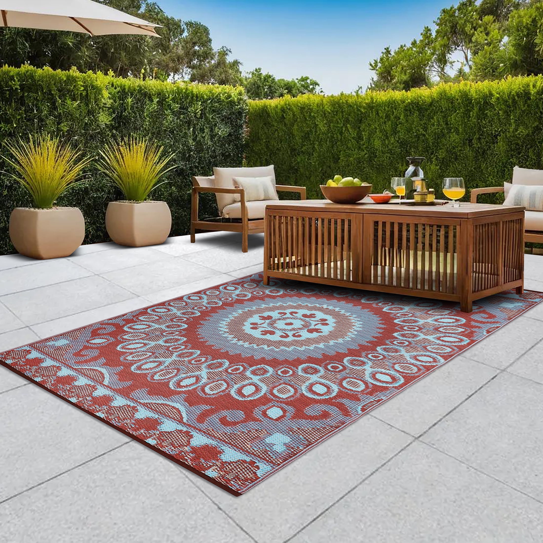 Lush Ambience Outdoor Rug - Waterproof, Reversible, Crease Free ...