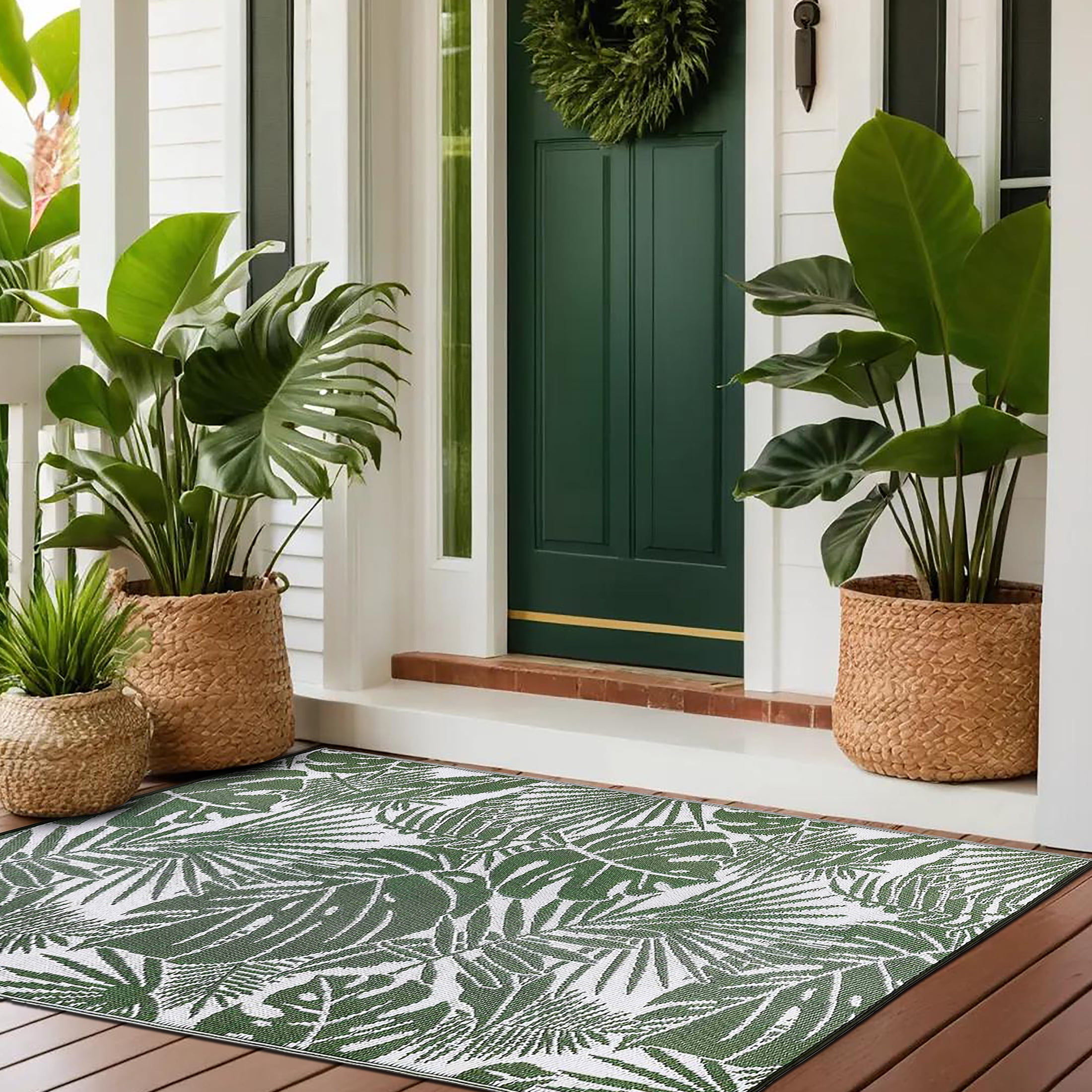 Lush Ambience Inc. Lush Ambience Fern Indoor Outdoor Plastic Area Rugs ...