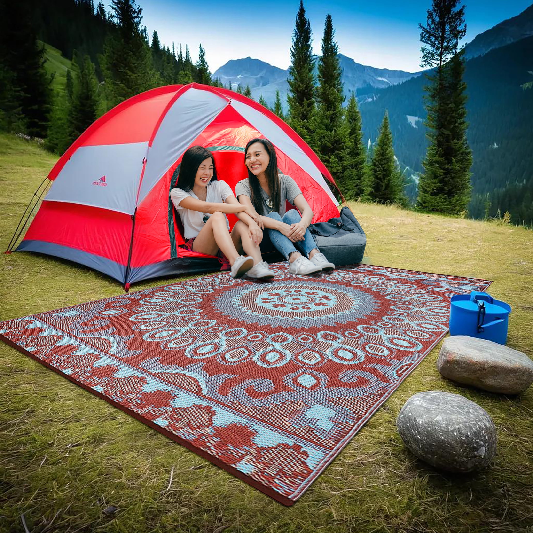 Lush Ambience Outdoor Rug - Waterproof, Reversible, Foldable, Stain ...