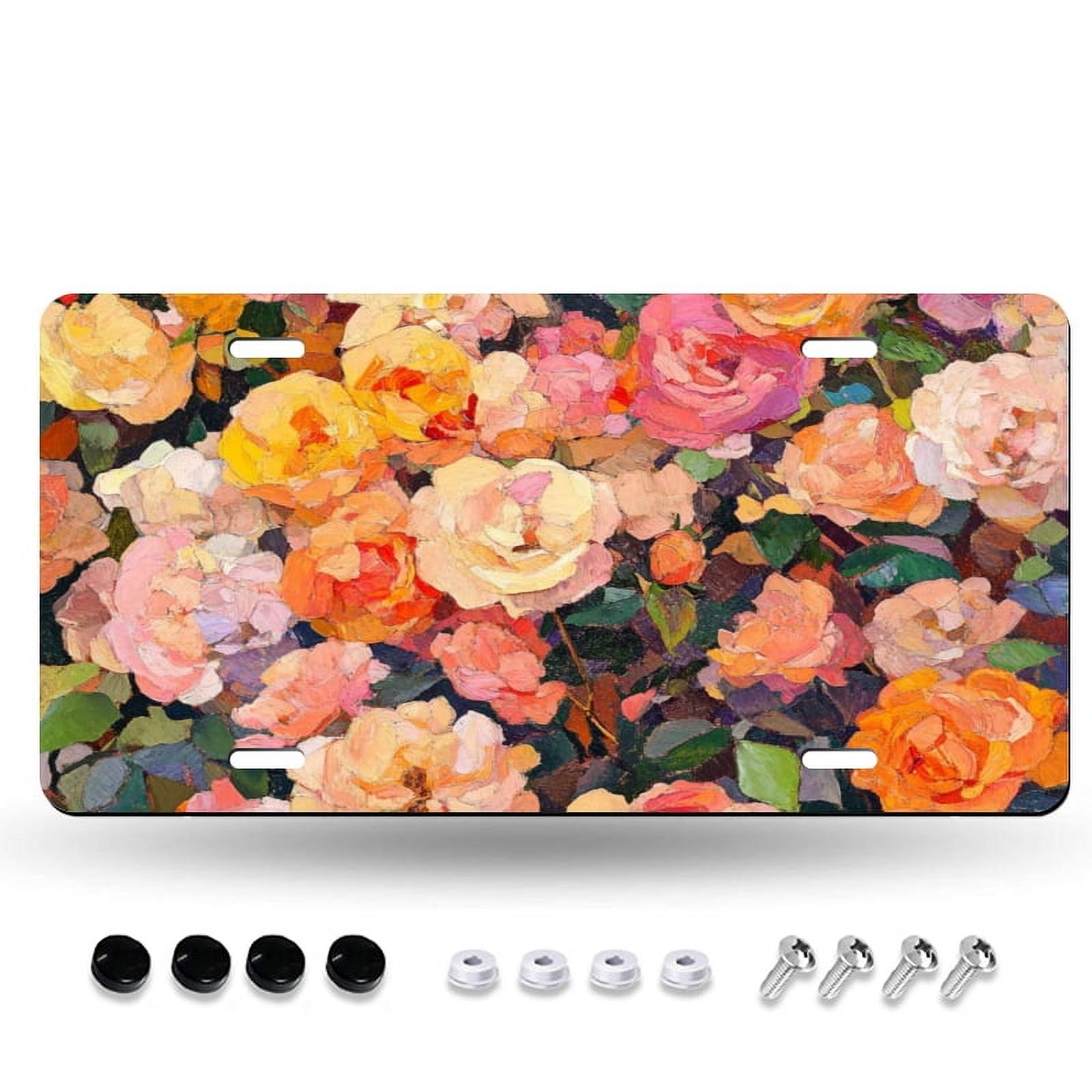 Lush Array Of Pastel and Bright Roses License Plate Frame, Decorative ...