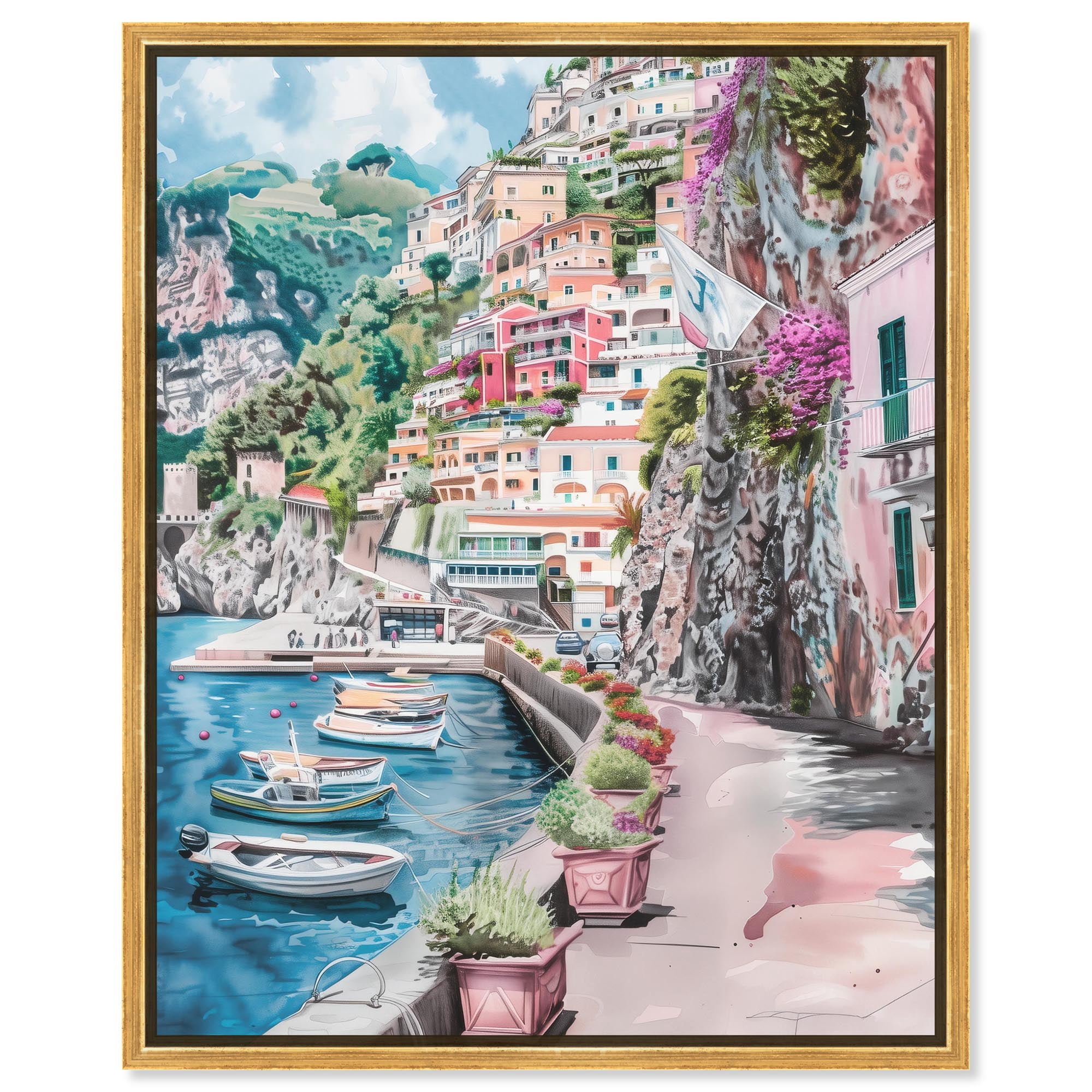 Lush Coastal Villa Entrance Canvas Pretty Landscape Art by Art Remedy ...