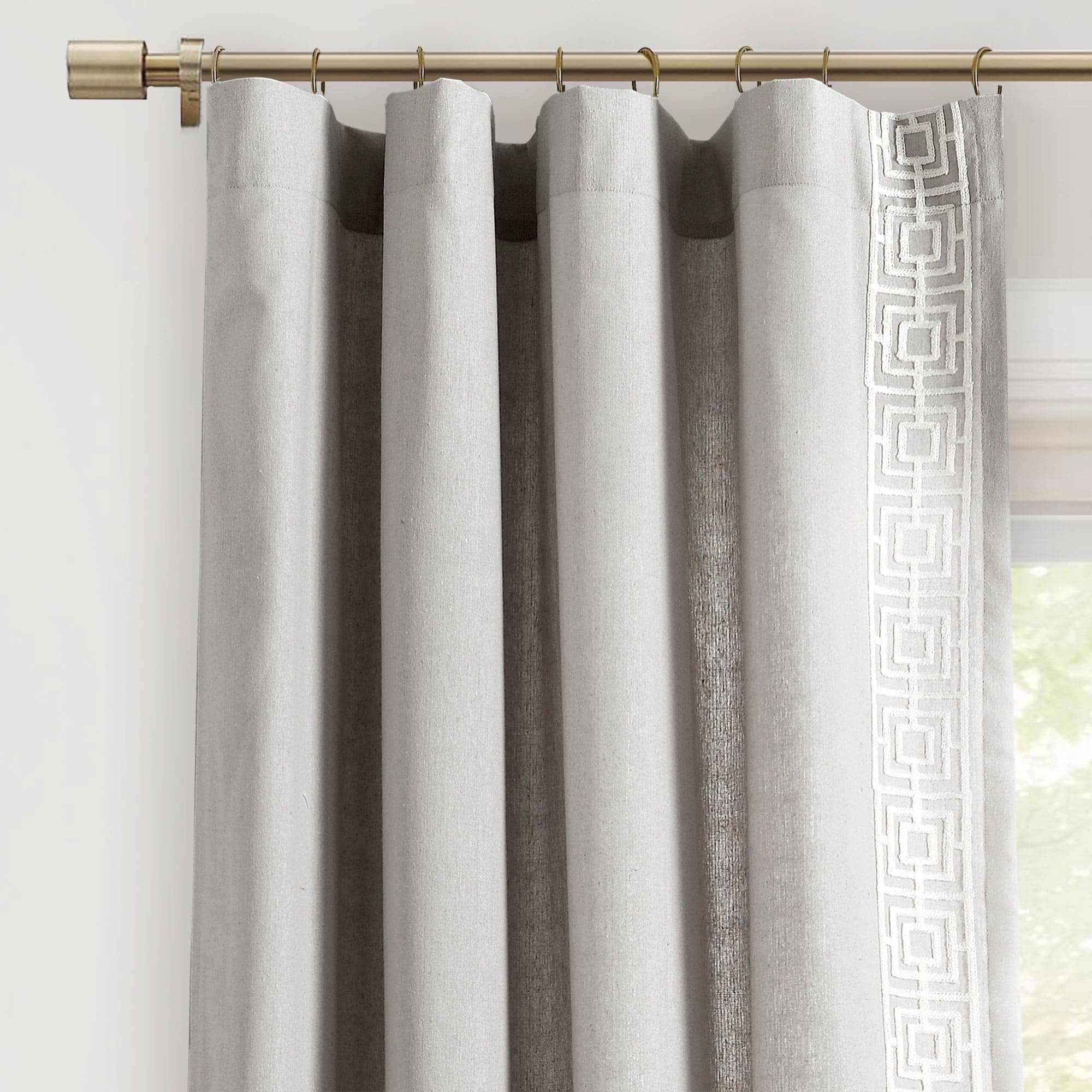 Lush Décor Luxury Modern Square Embroidery Border Window Panel Light ...