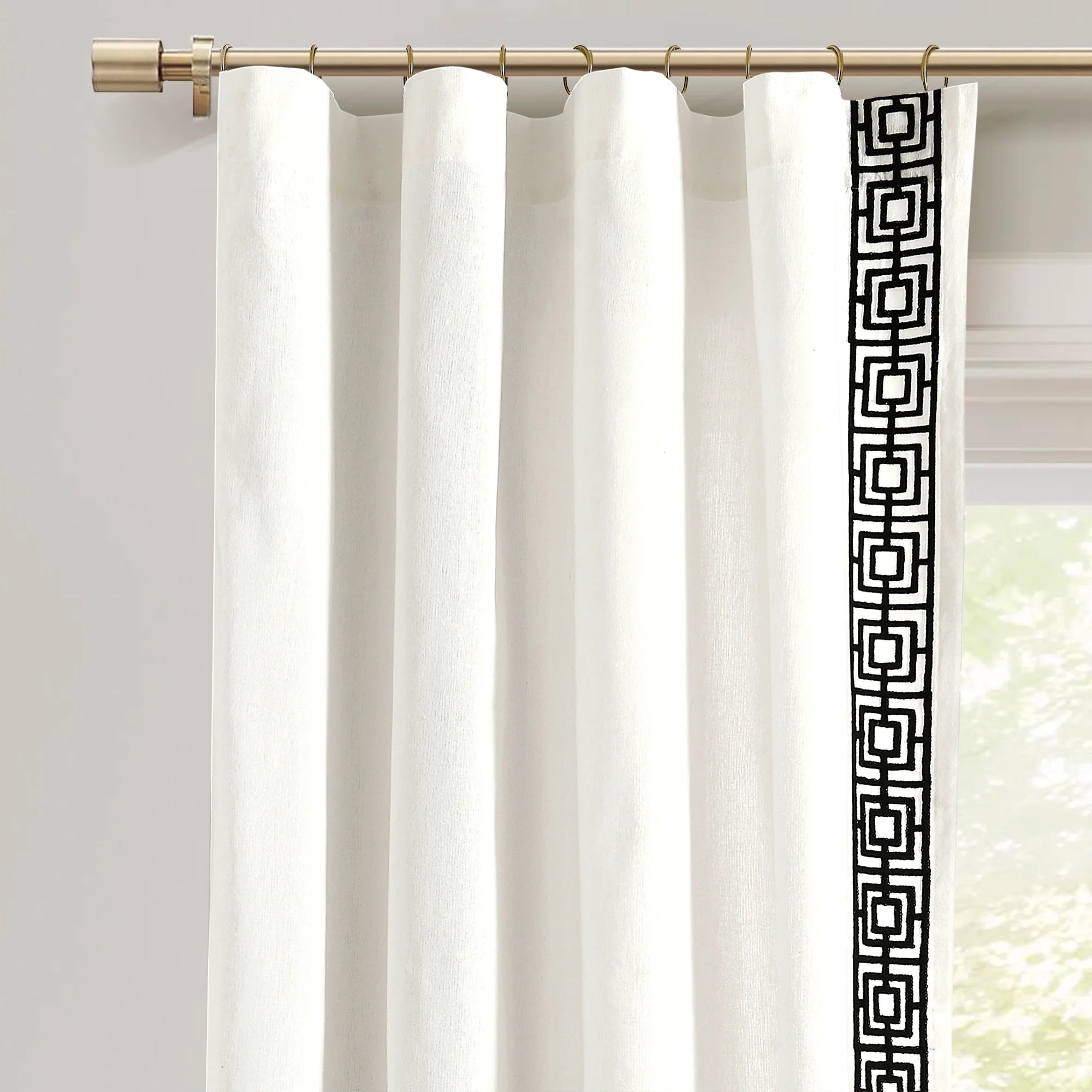 Lush Décor Luxury Modern Square Embroidery Border Window Panel White ...