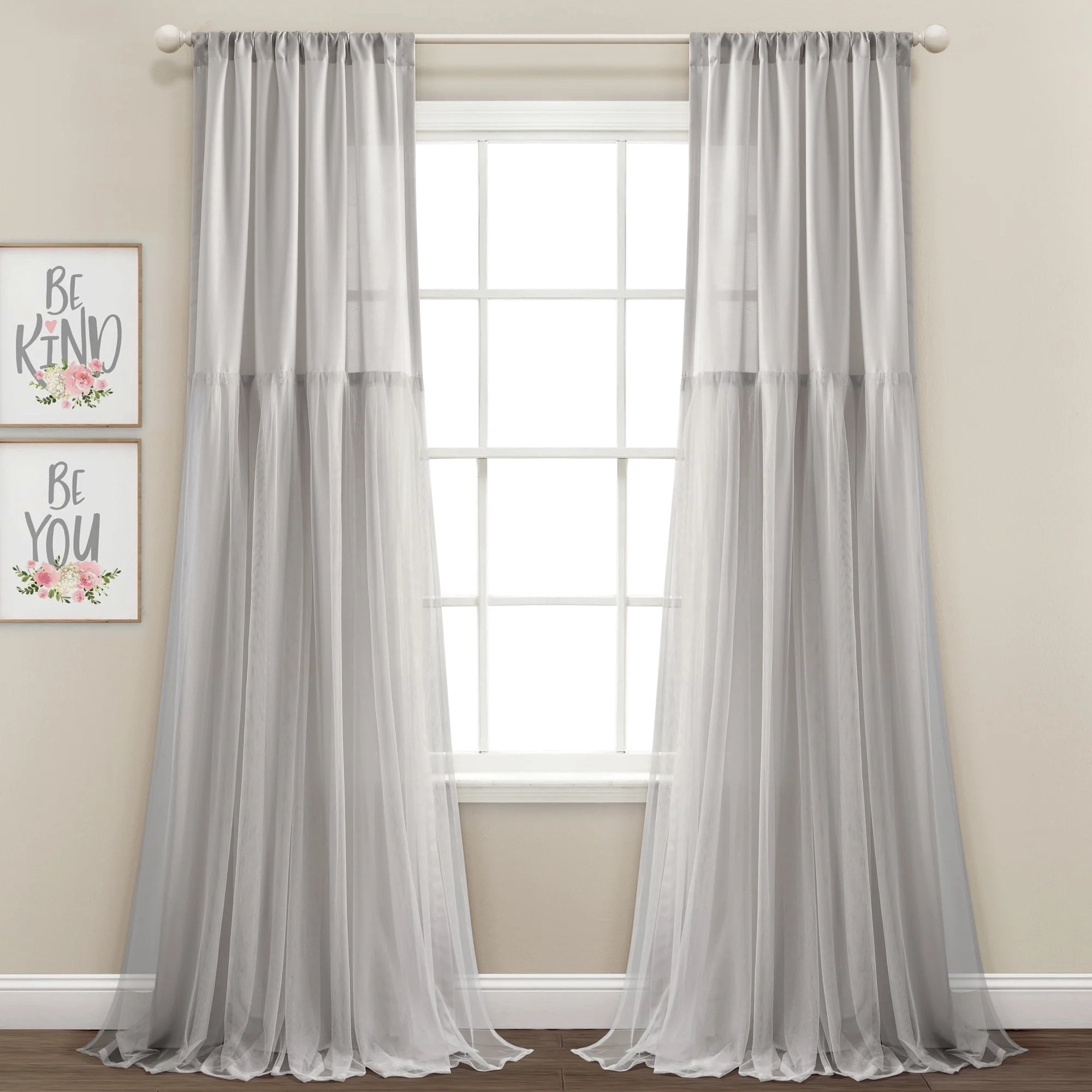Lush Decor 100% Polyester Tulle Skirt Solid Window Curtain Panels Light ...