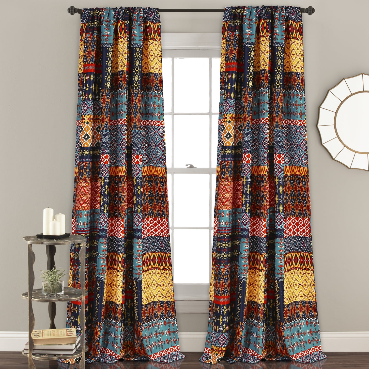 Lush Decor 2 Pieces Geometric Room Darkening Curtain Set - Walmart.com