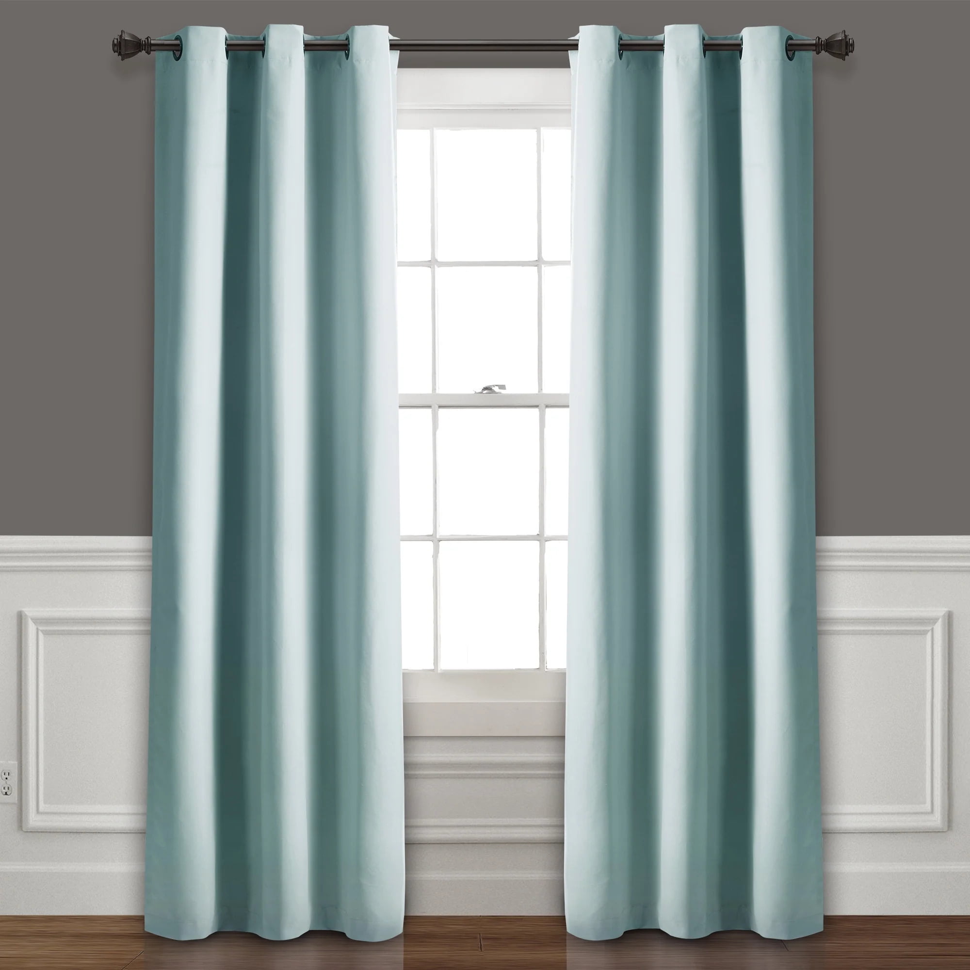 Lush Decor Absolute Blackout 95'' x 38'' Solid Blue Metal Grommets Pair ...