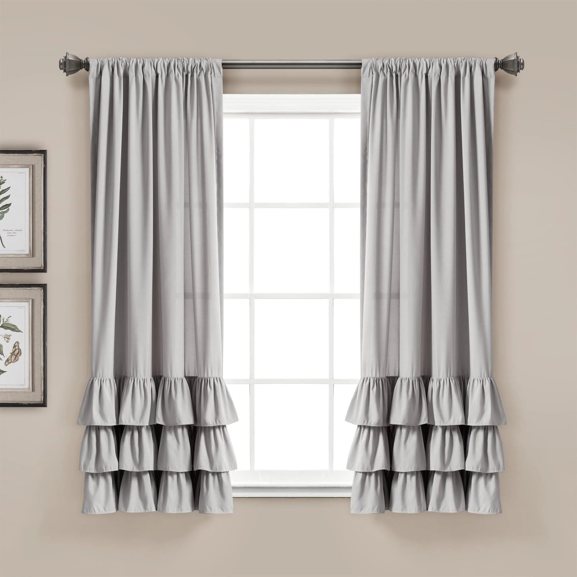 Lush Decor Home Bedroom Treatments: Allison Ruffle Curtain Panels 63" x ...