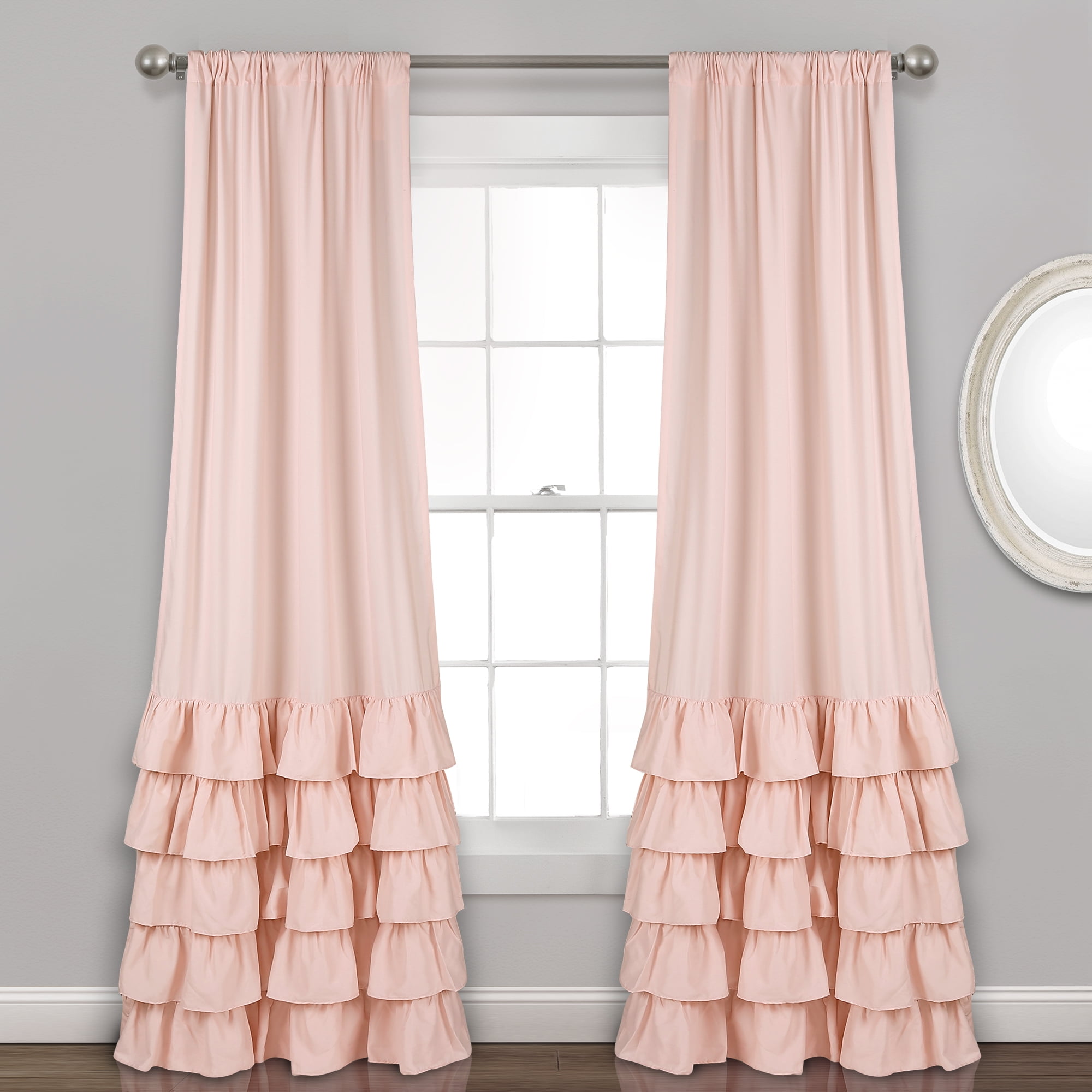 Lush Decor Allison Ruffle Ruffle 84" x 40" Solid Blush 100% Polyester 3 ...
