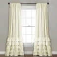 Lush Decor Allison Ruffle Ruffle 84" x 40" Solid Ivory 3" Rod Pocket 2 ...