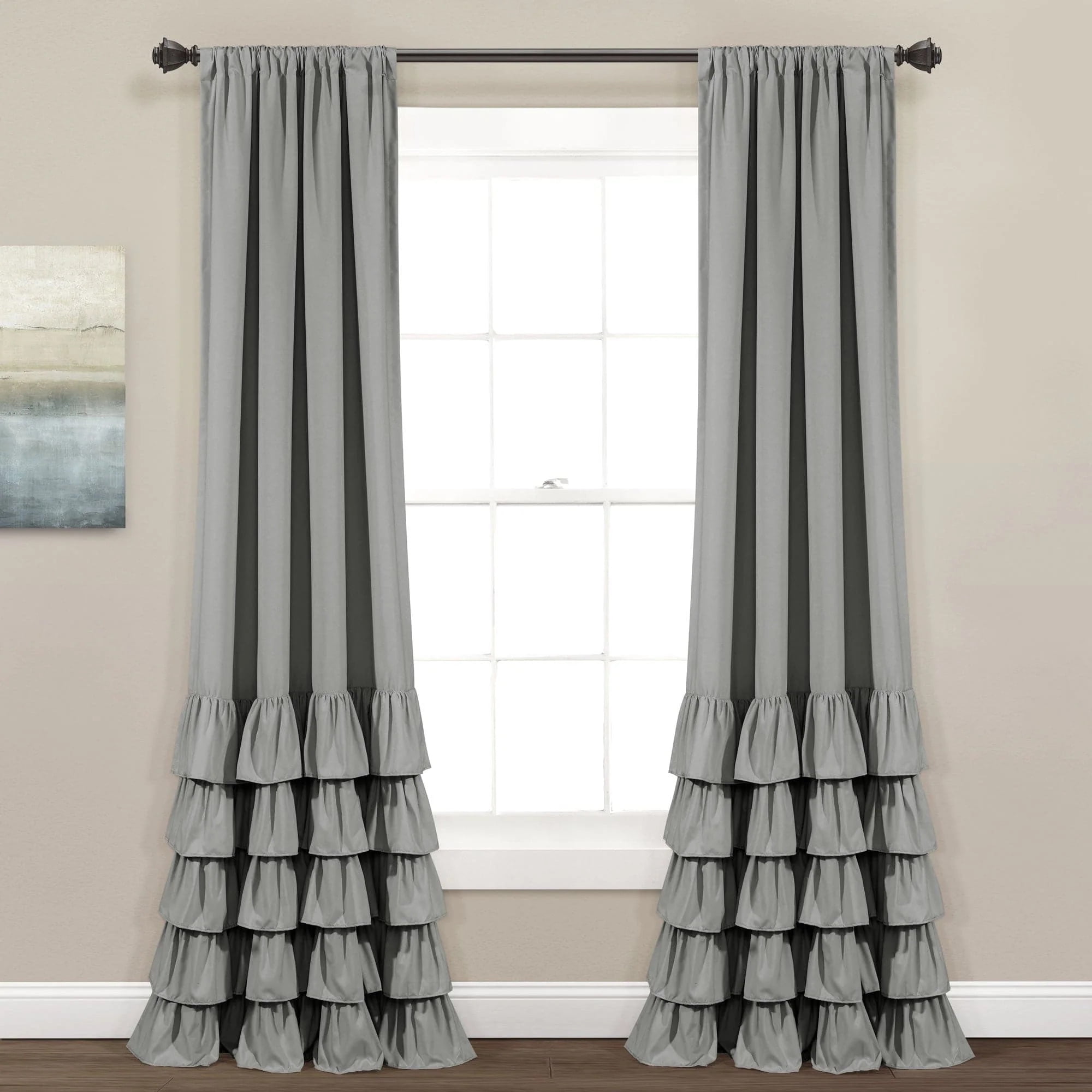 Lush Decor Allison Ruffle Window Panels - White - 84 x 40 - Walmart.com